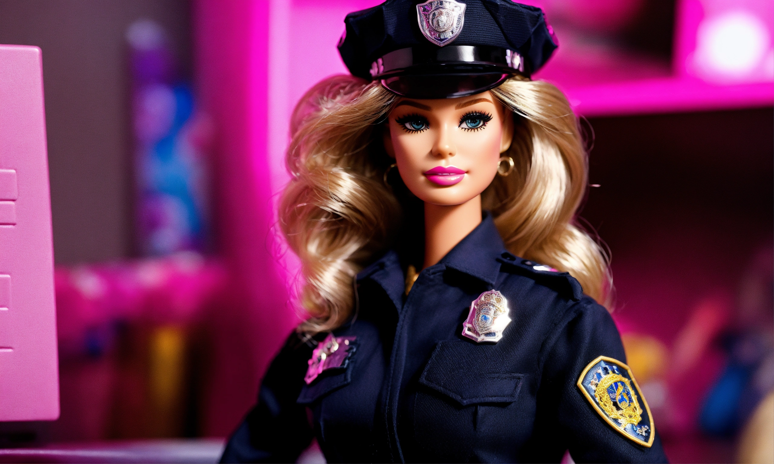 Lexica - Barbie dolls, career as a police officer, pink, and black ...