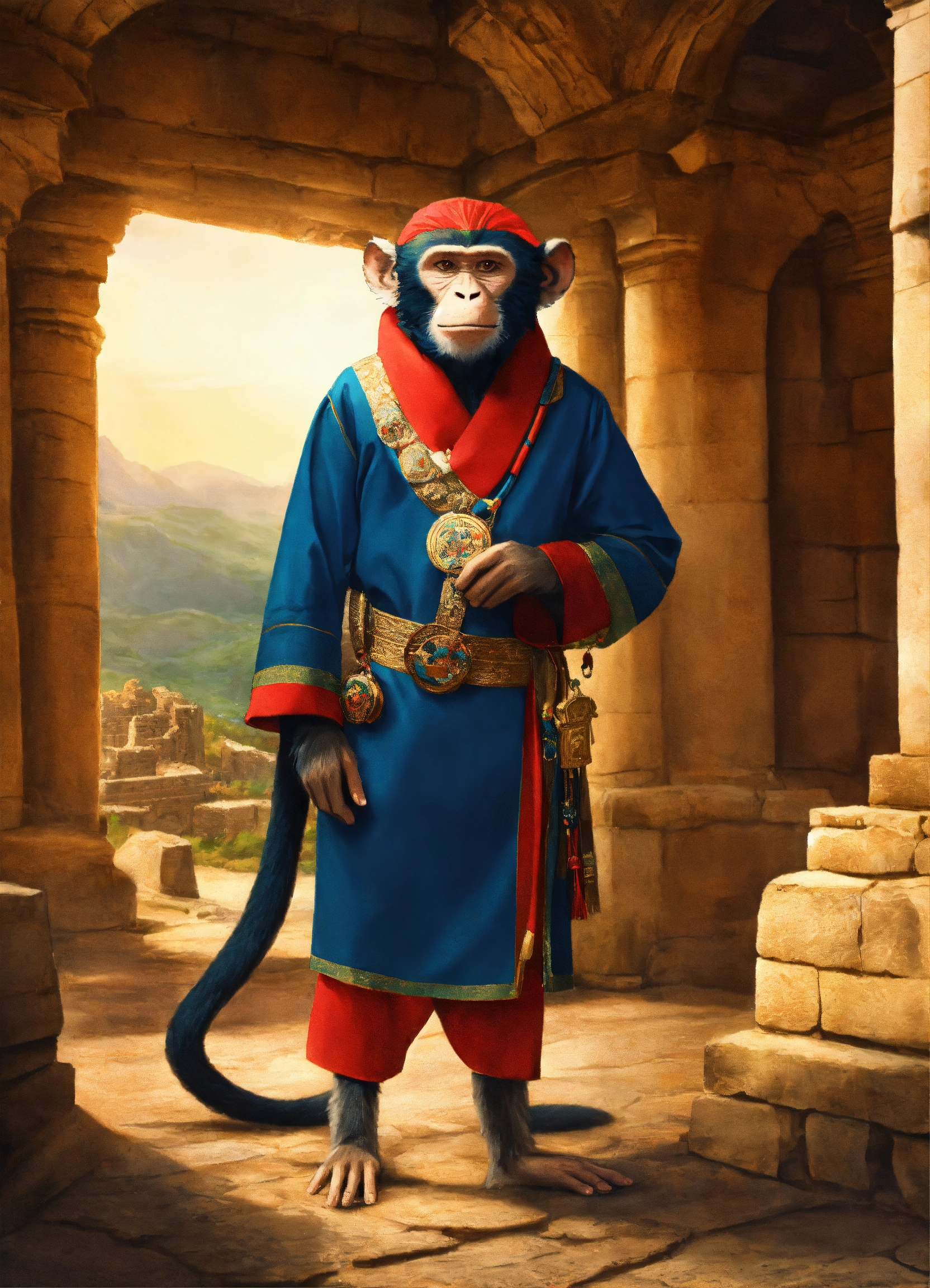 Lexica - Simon the mischievous Monkey in human clothes giving advice at ...