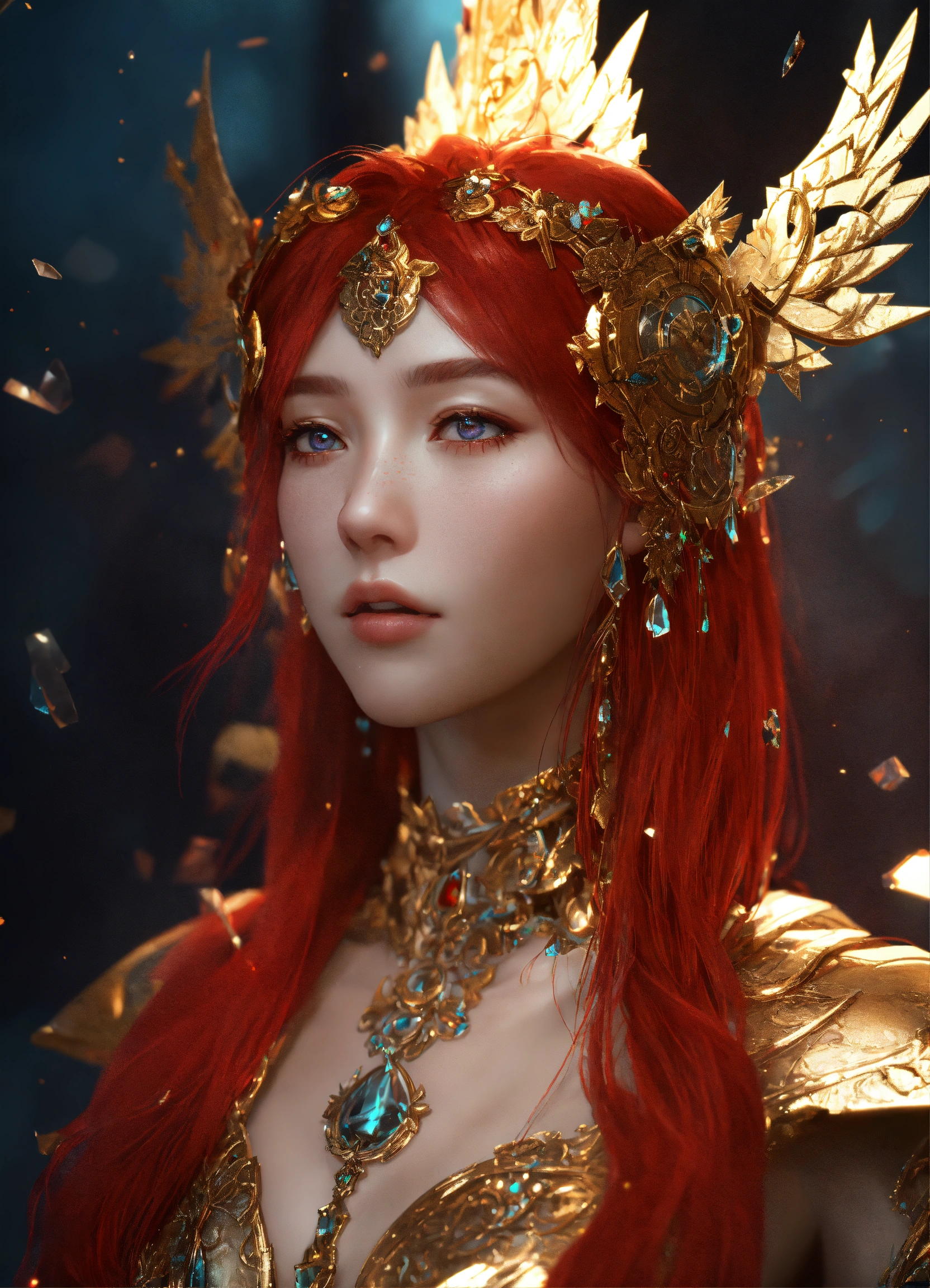 Lexica - "fantasy goddess of mirrors", reflective, red hair, korean ...