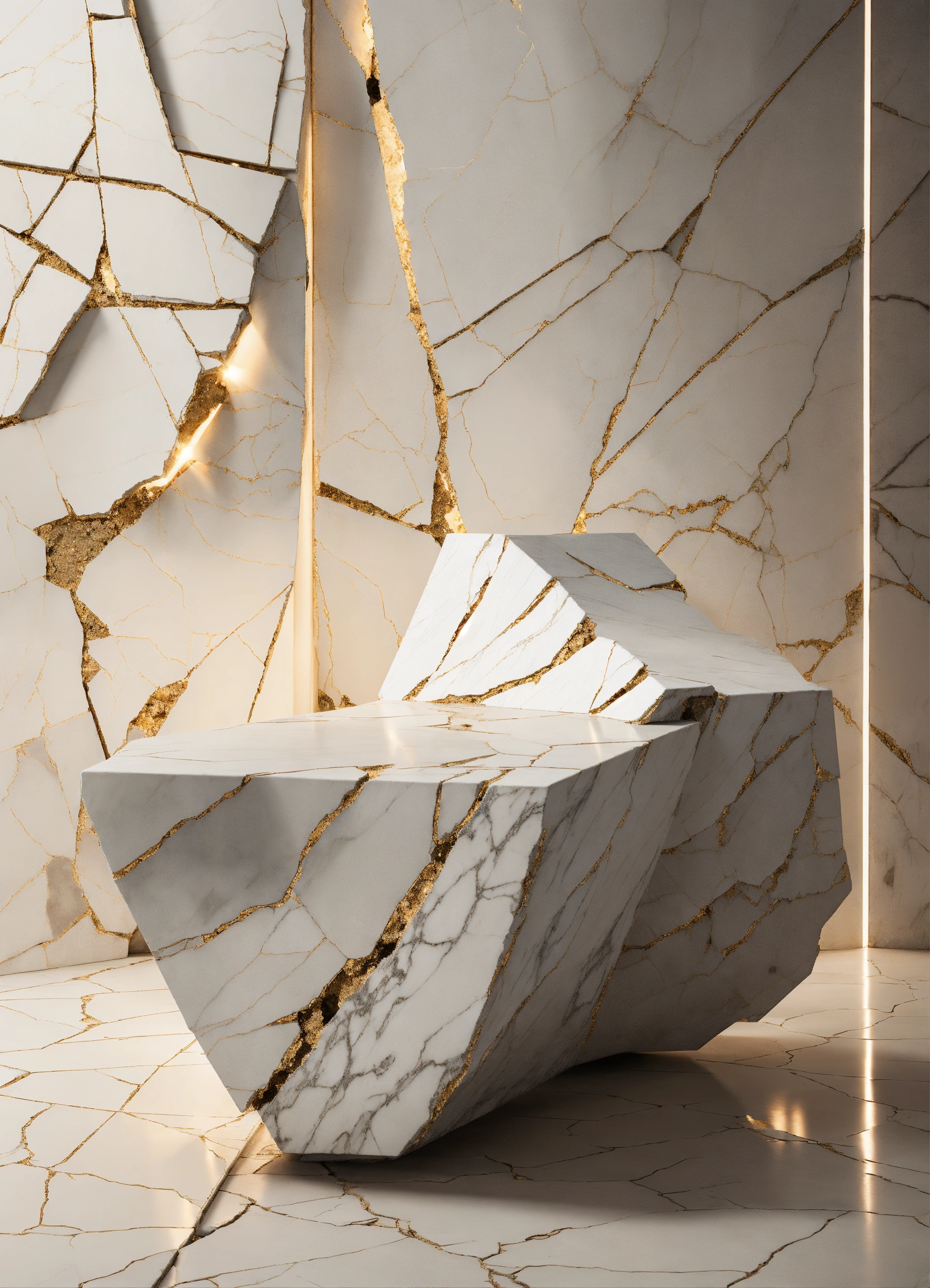 Lexica - White marble made of fragments and with cracks. Realistic ...