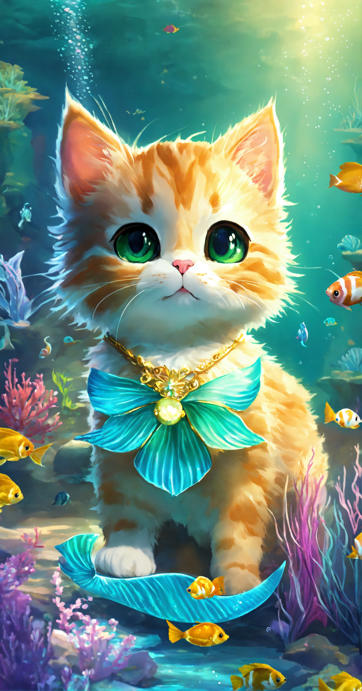 Lexica - Generate a picture of a cat through a magical underwater world ...
