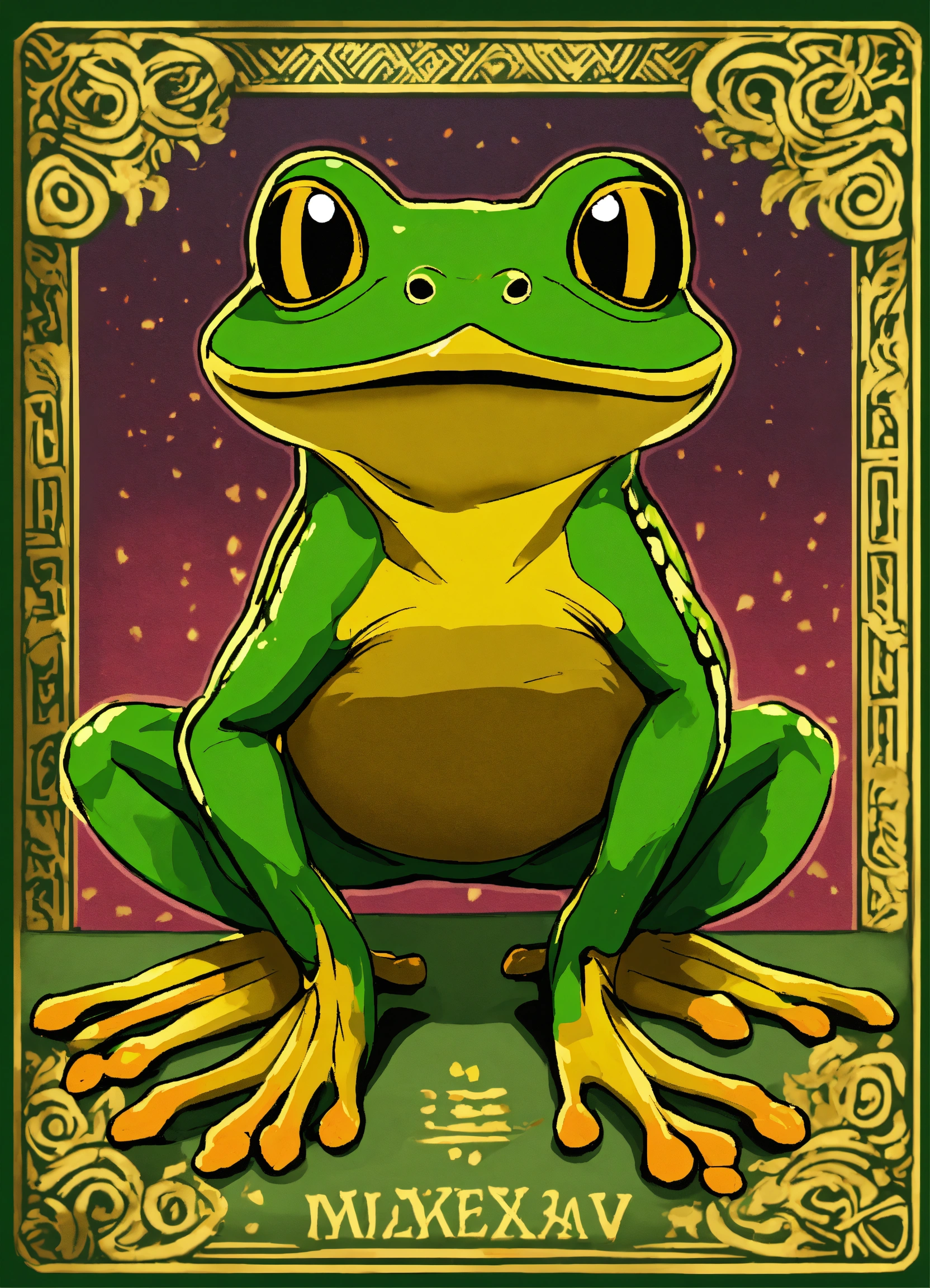 Lexica - A green frog , based on the card "la rana" of the mexican ...
