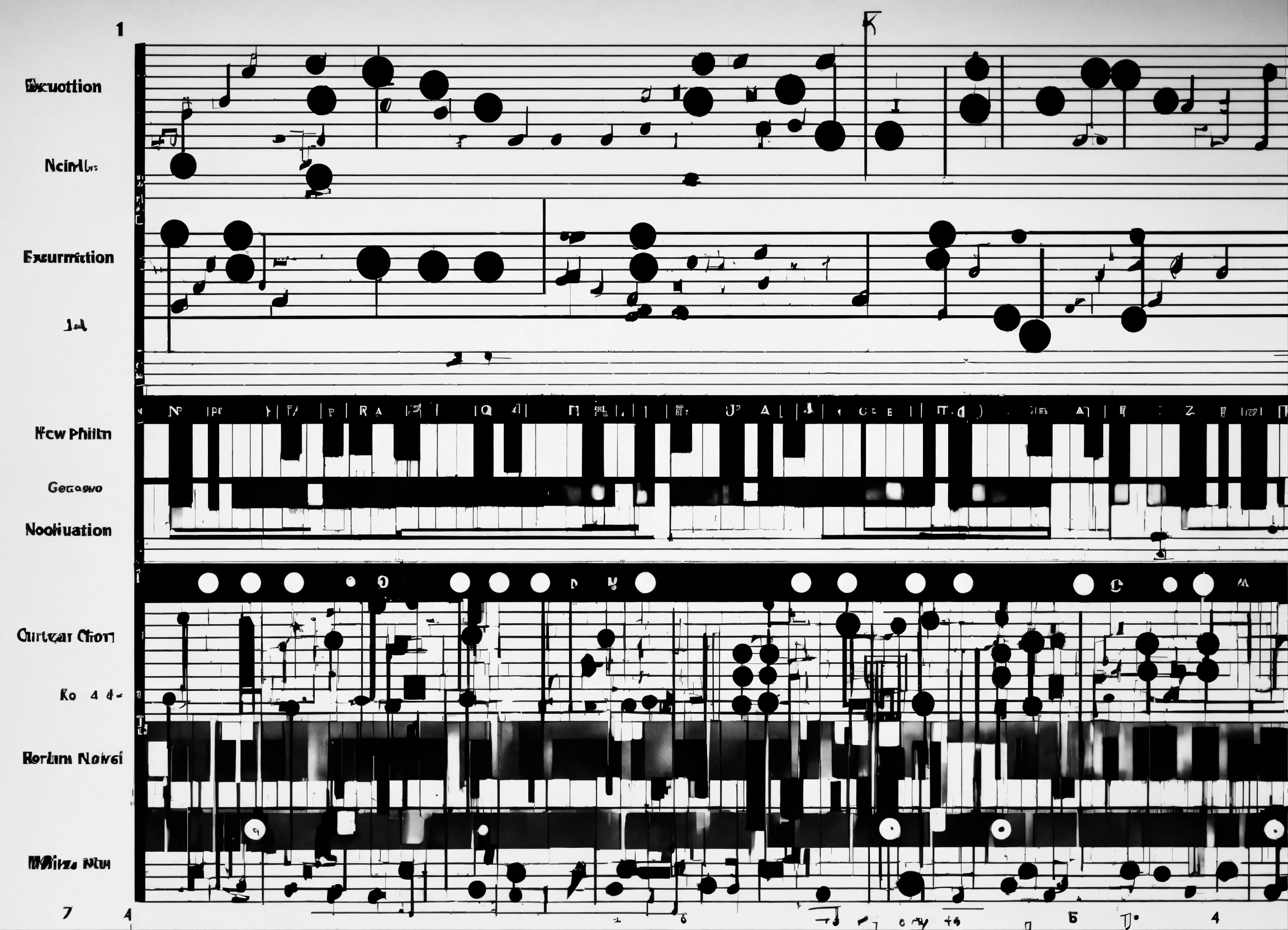 Lexica - Experimental music notation, black and white