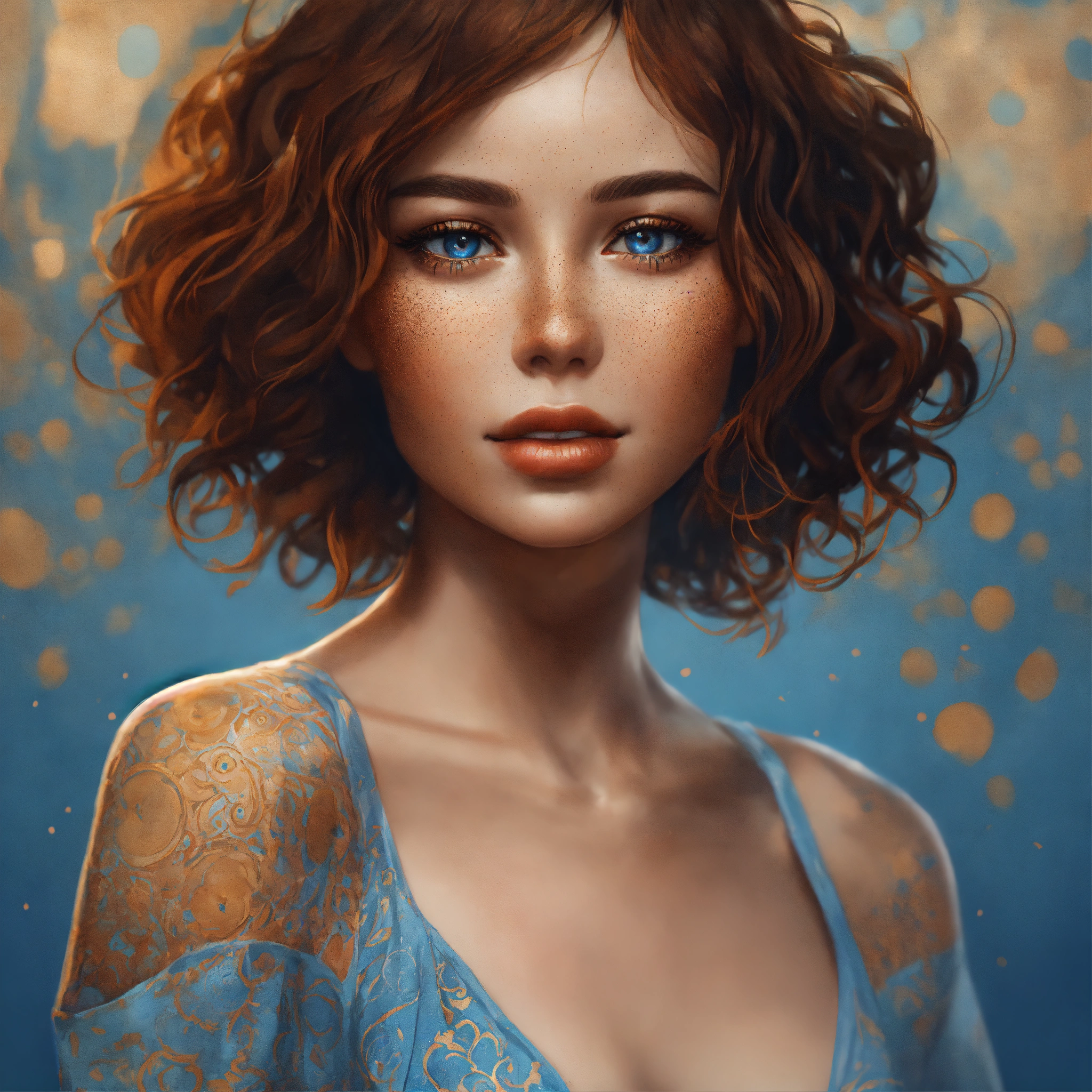 Lexica - Portrait of the slender woman with smiley lips, a long brown air, and a face painted ...