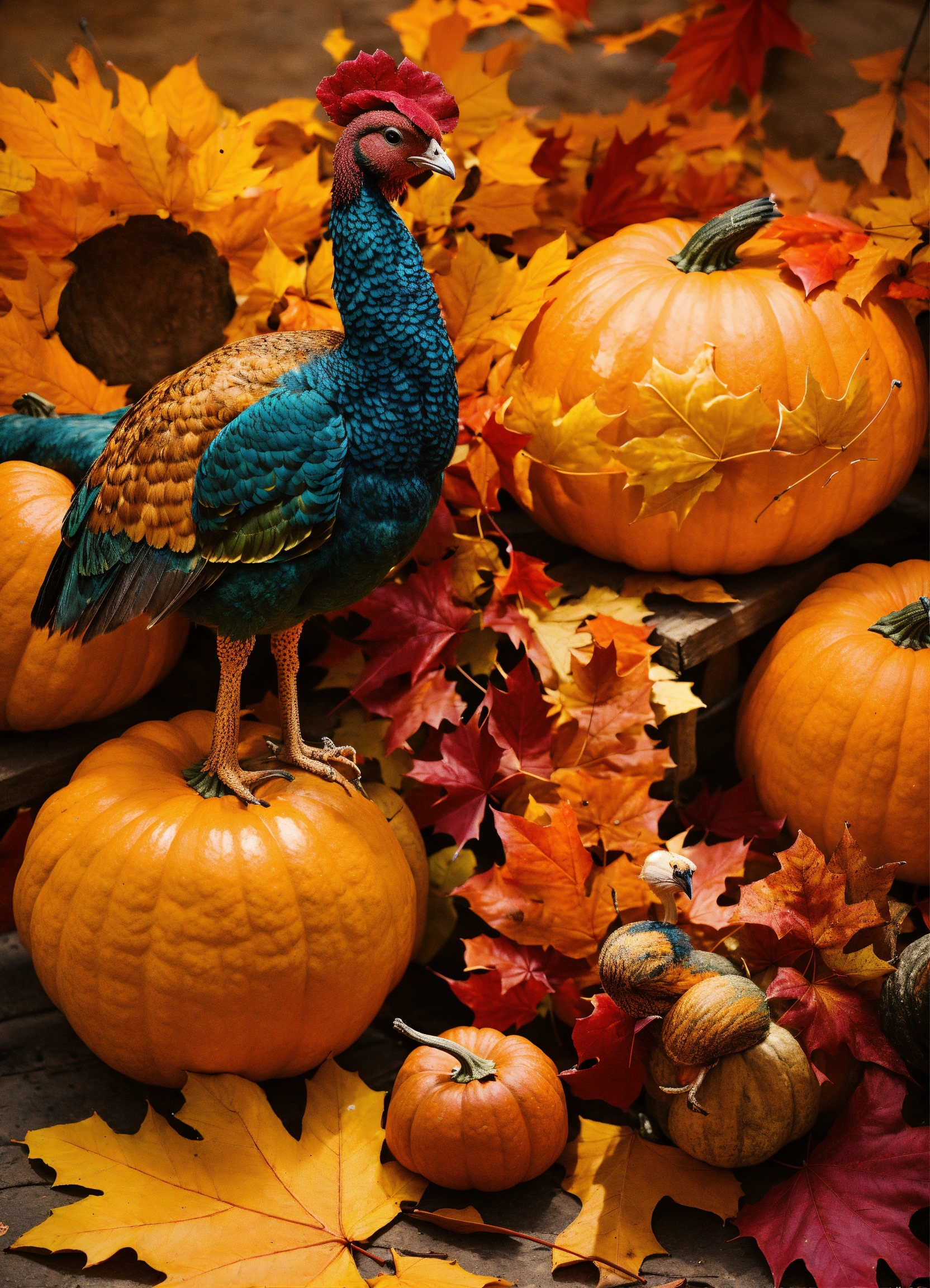 Lexica - Vibrant images of turkeys, pumpkins, fall leaves