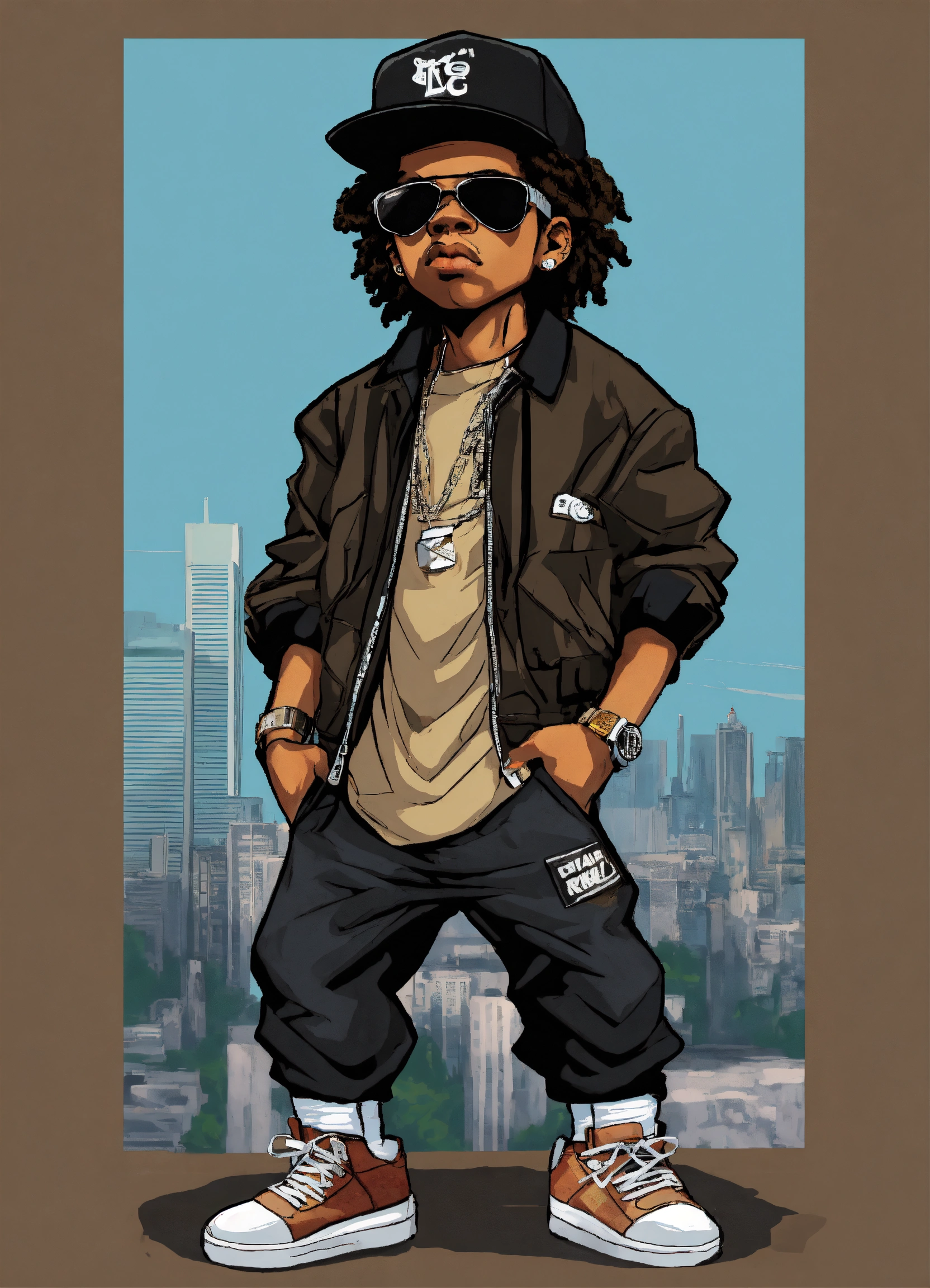 Lexica - Hip hop art style Eazy-E boondocks full body
