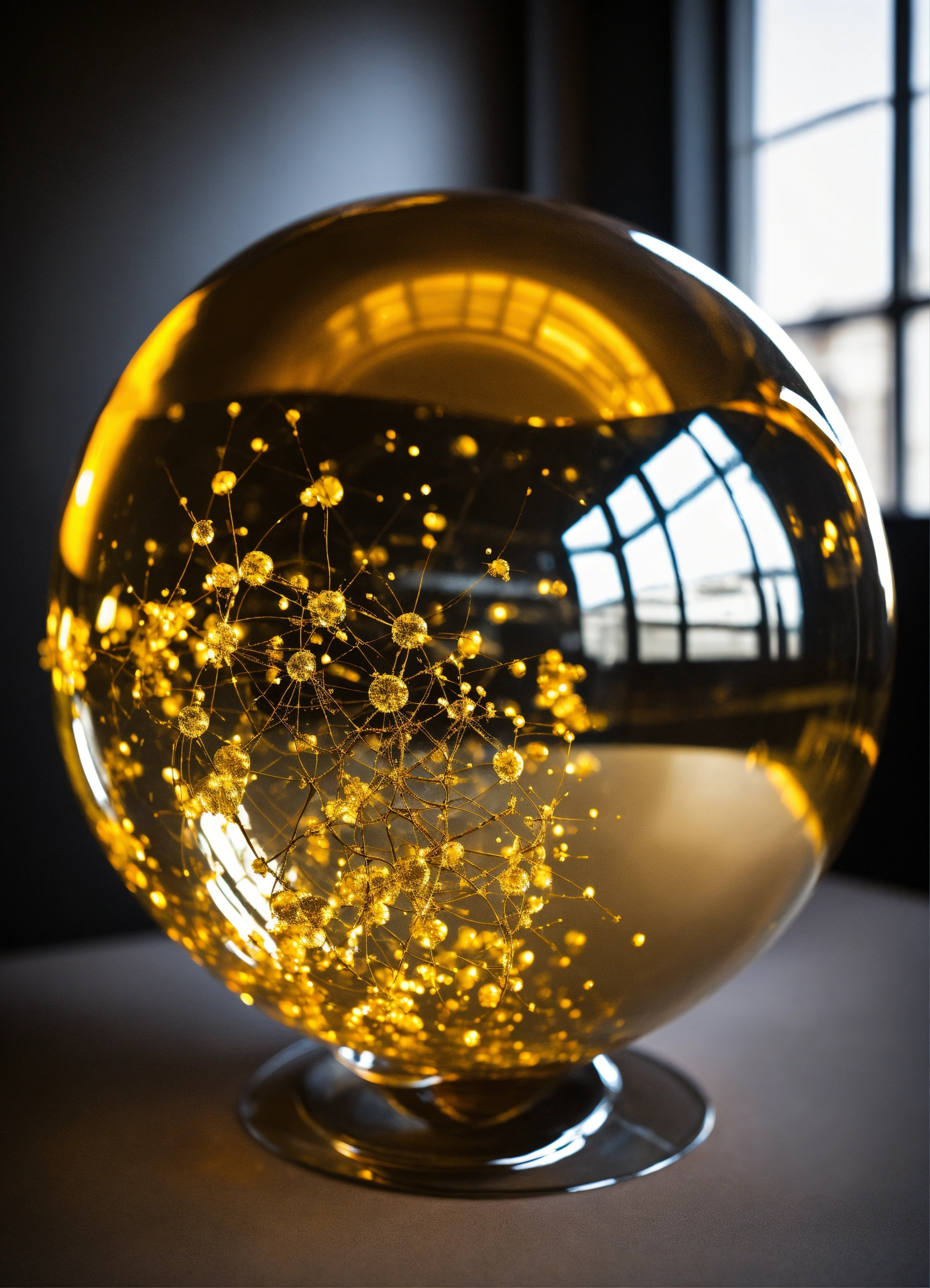 Lexica - Beautiful glass-like sleek golden spheroid