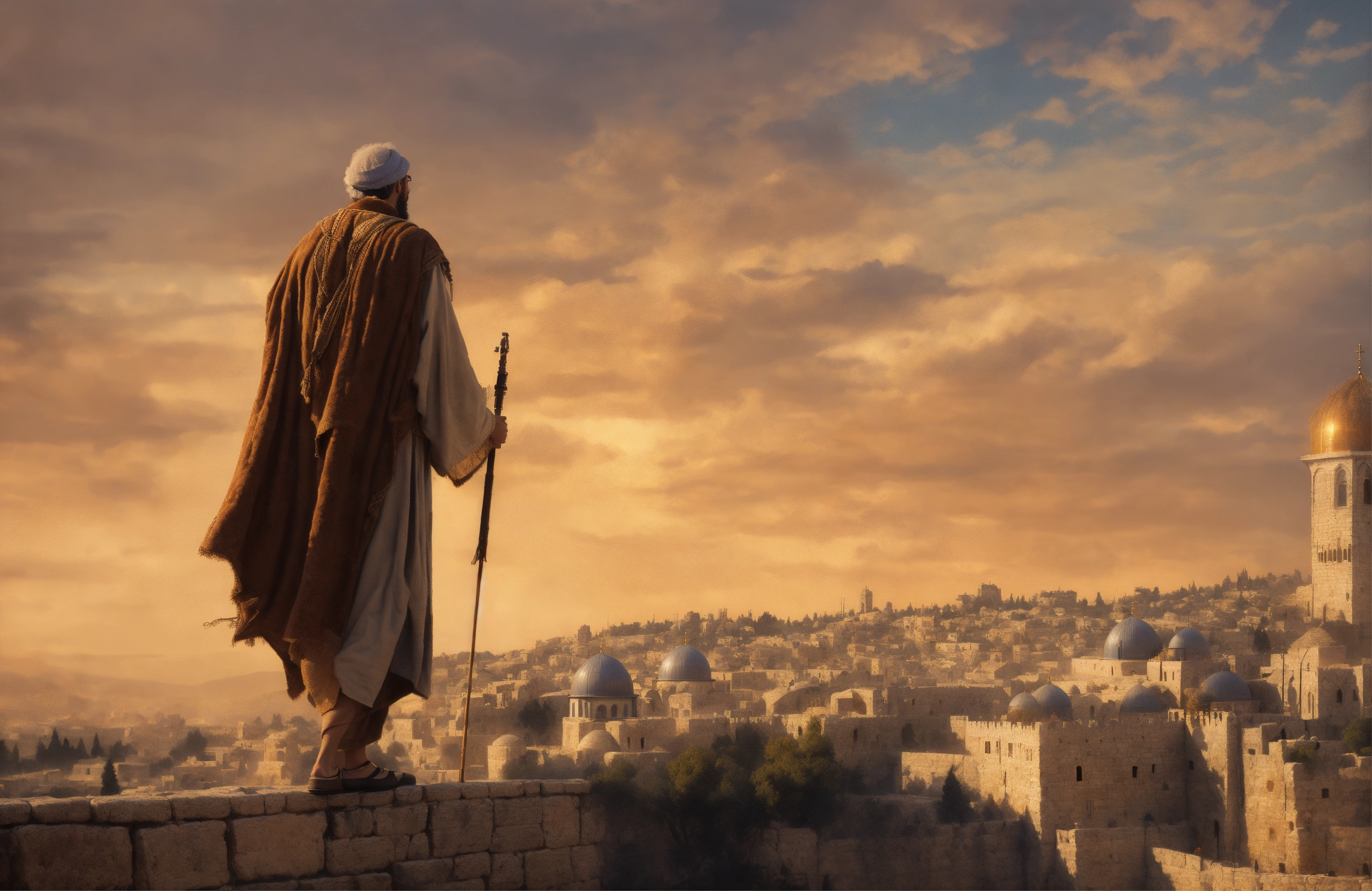 Lexica - Painting Peter Disciple, brown robe, city old Jerusalem ...