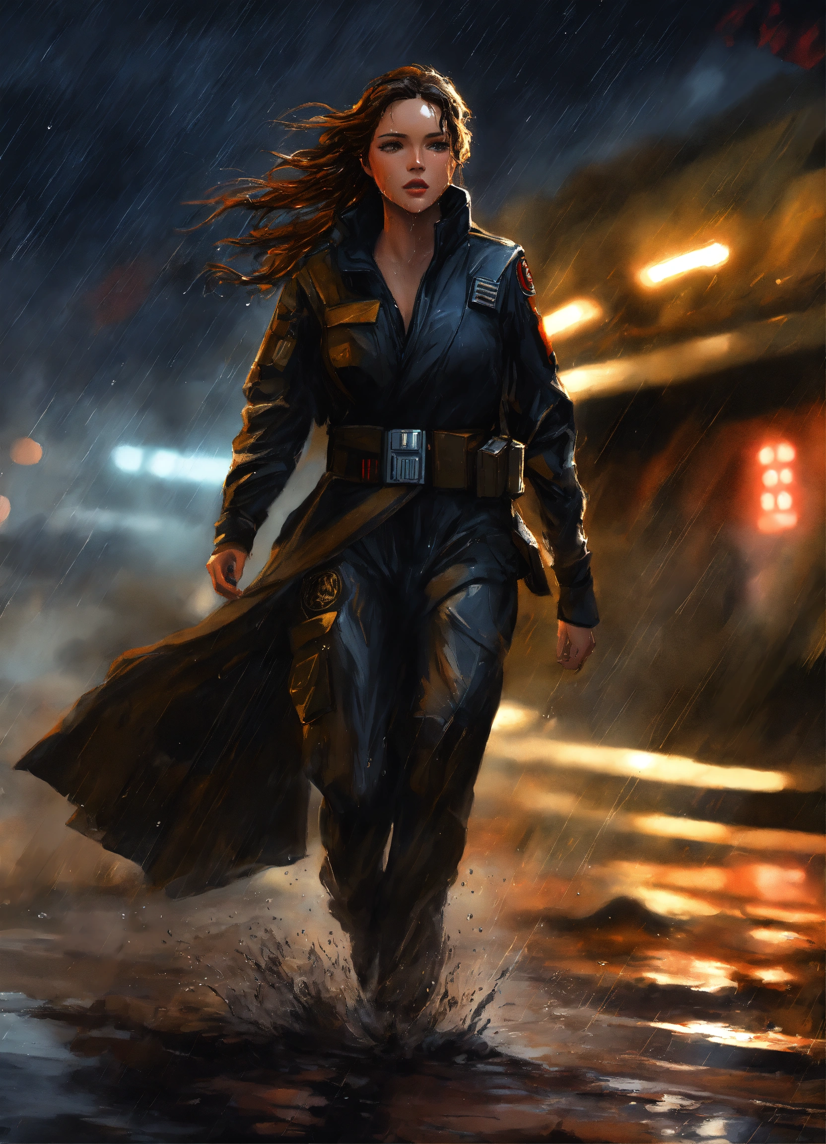Lexica - Digital painting of a female Star Wars Imperial with long wet ...