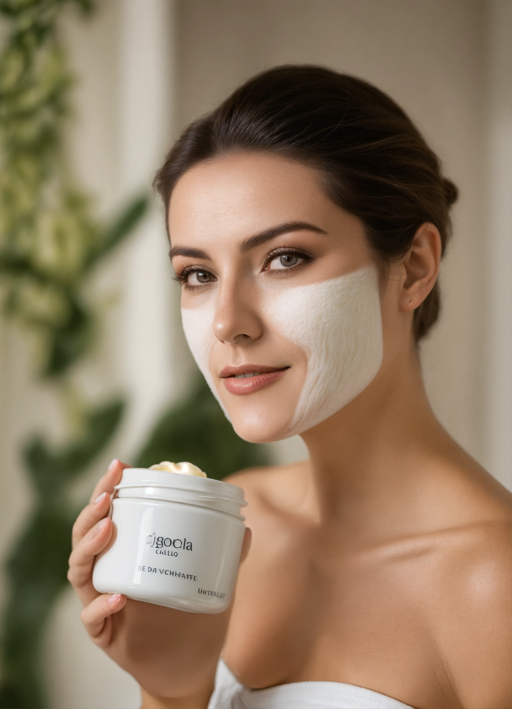 Lexica - Signora davanti allo specchio che si spalma la crema idratante ...