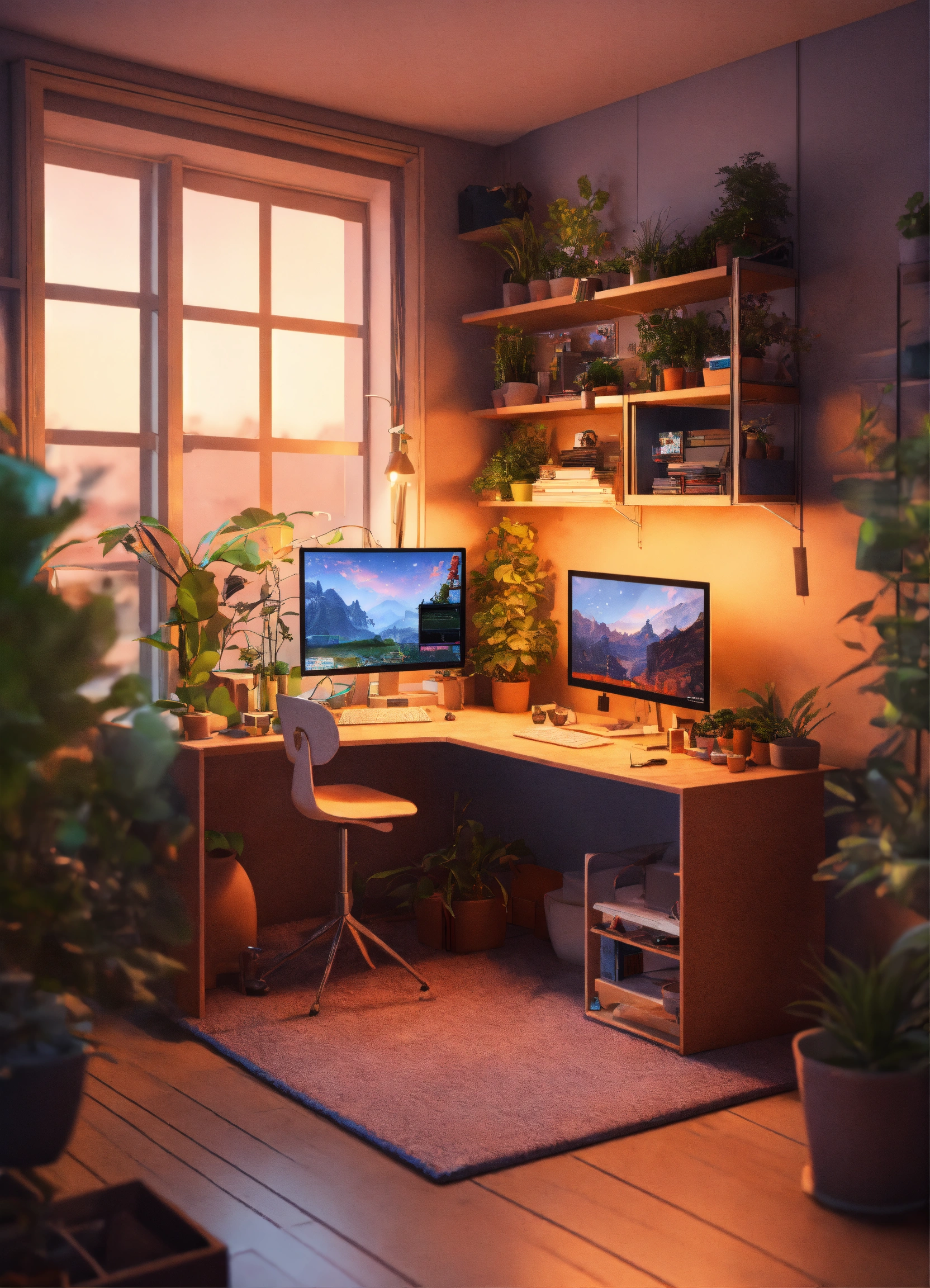 Lexica - Cube cutout of an isometric programmer bedroom with a gaming ...