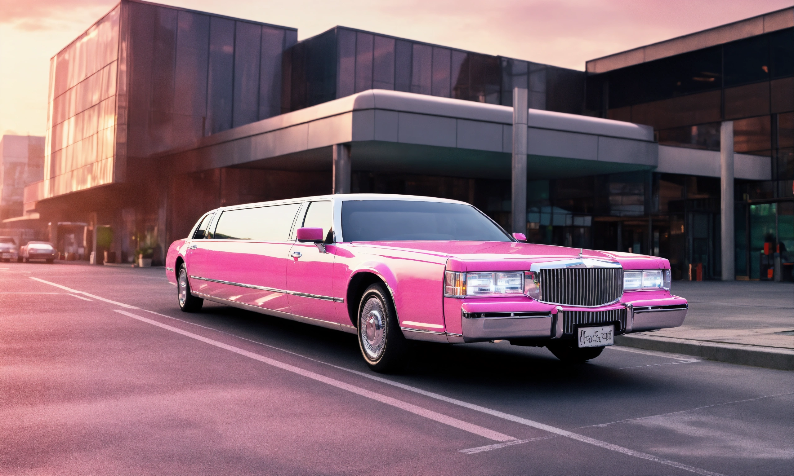 Lexica - Long pink limo, car rental, 3D, photo-realistic, 4K, high ...