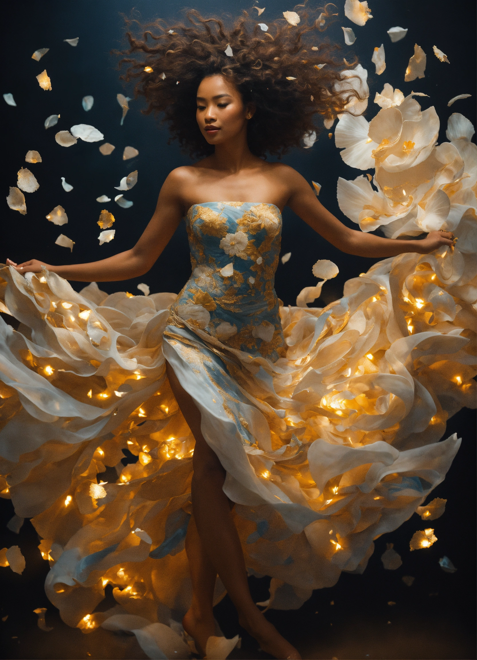 Lexica - In front of a deep black backdrop, a figure of middle years ...