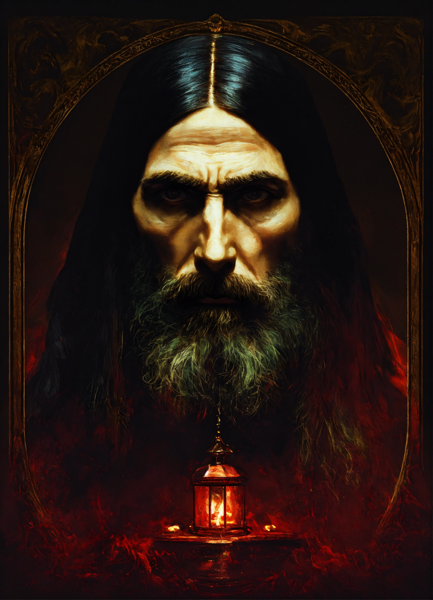 Lexica - Grigori Rasputin with a devil effect in the dark