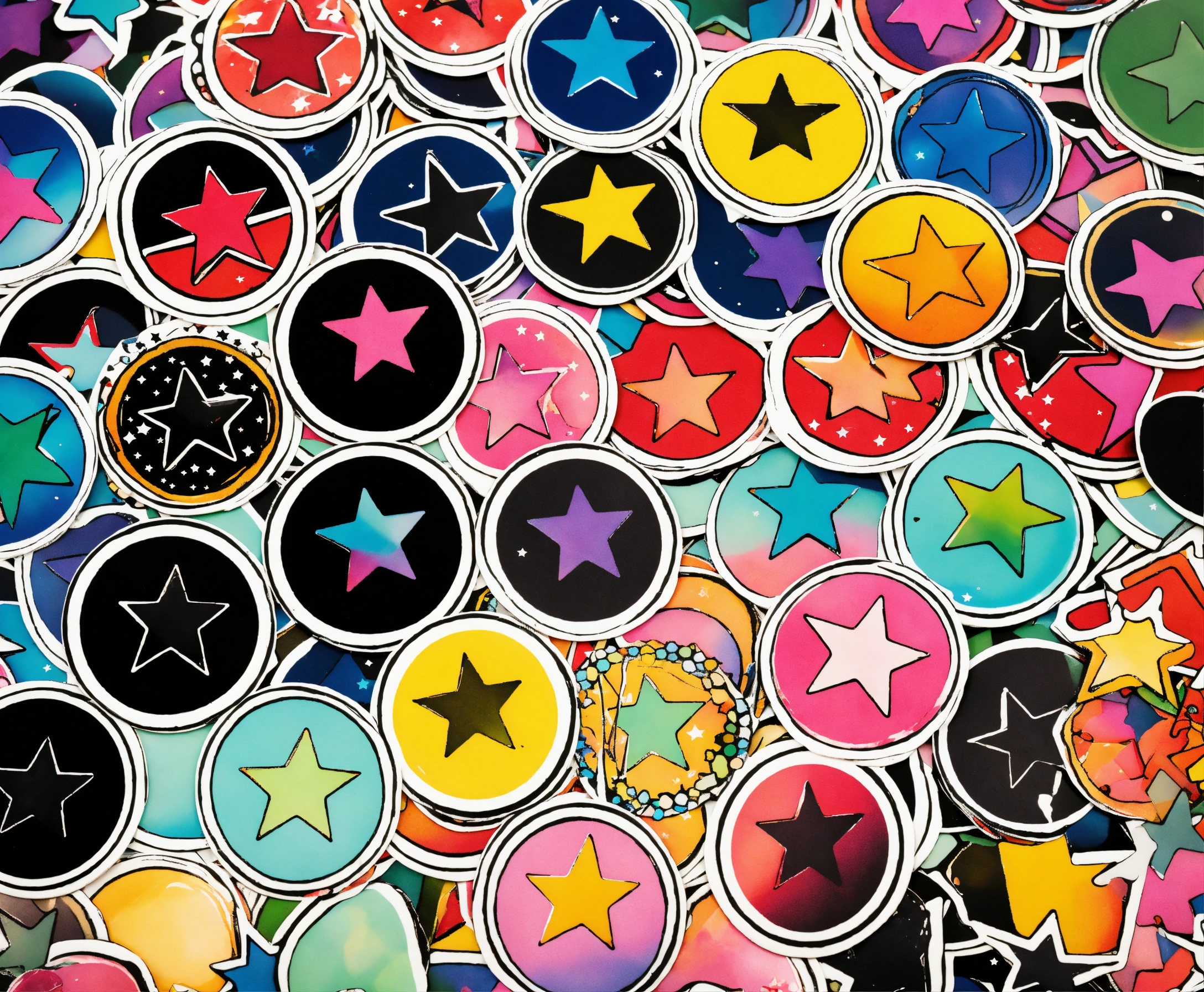 Lexica - Colorful star stickers and black circle stickers