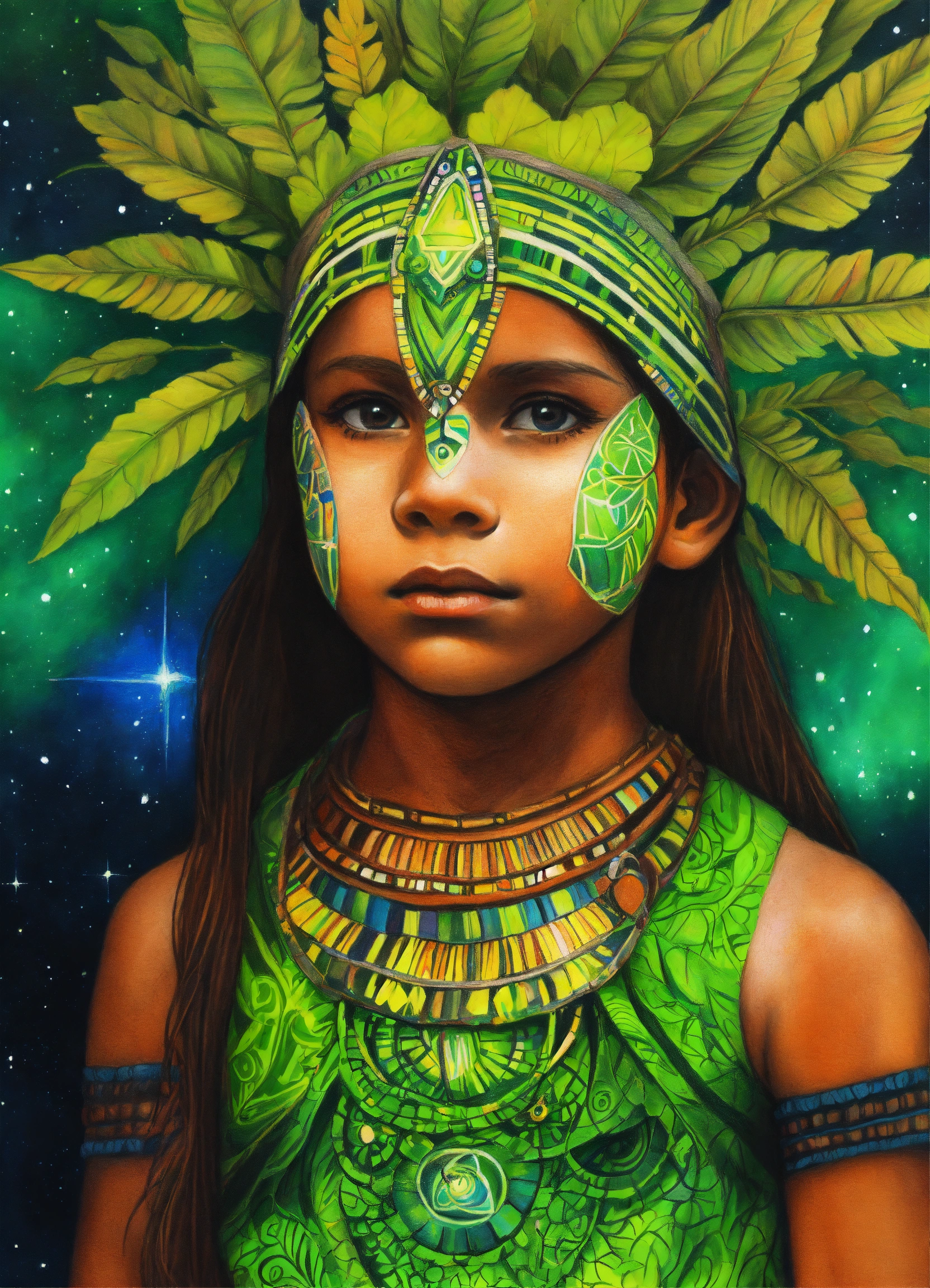 Lexica - Colored pencil drawing of a beautiful indigenous child. green ...
