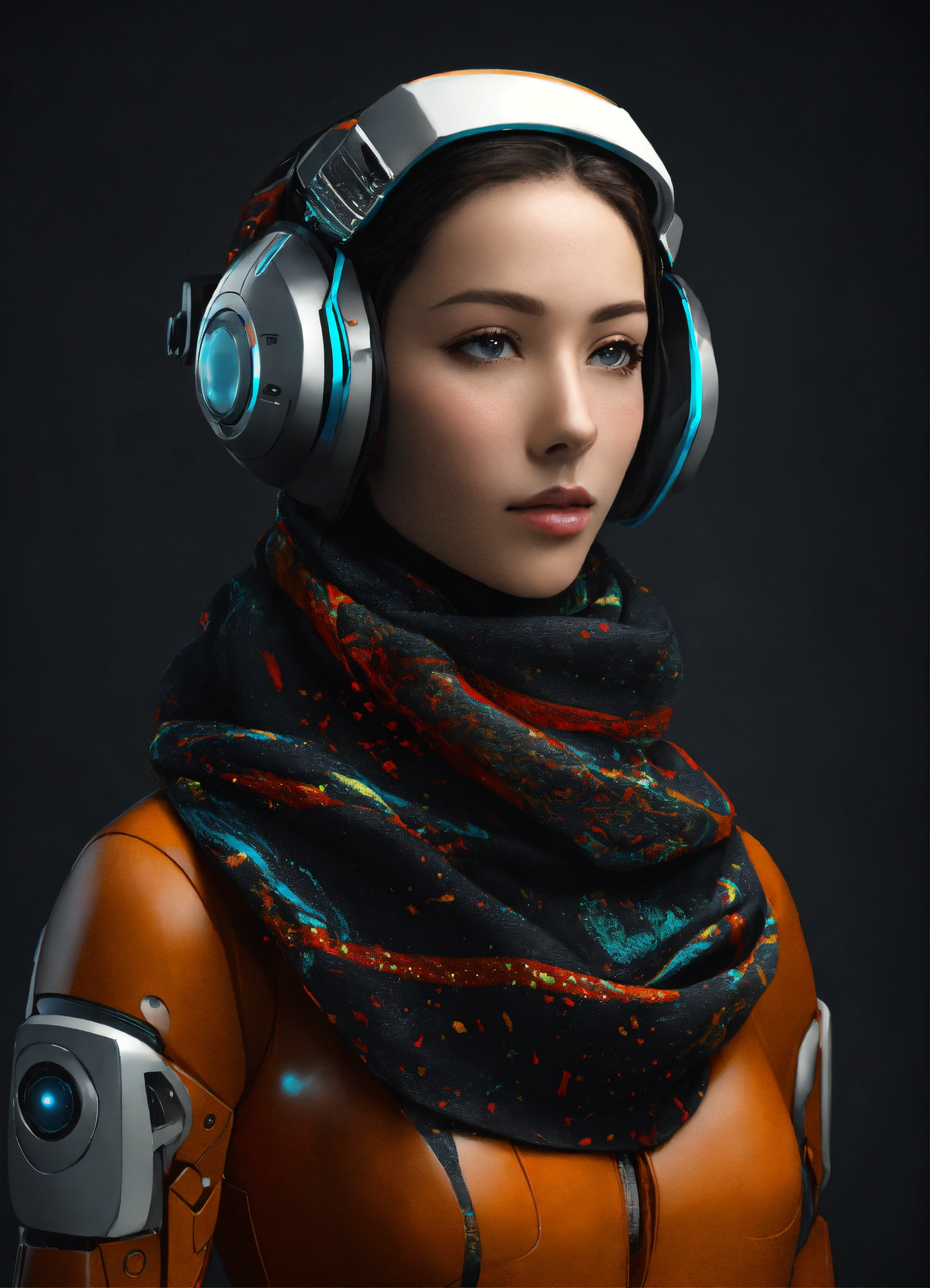 Lexica - A modest scientist ai robot women scarf expression more with a ...