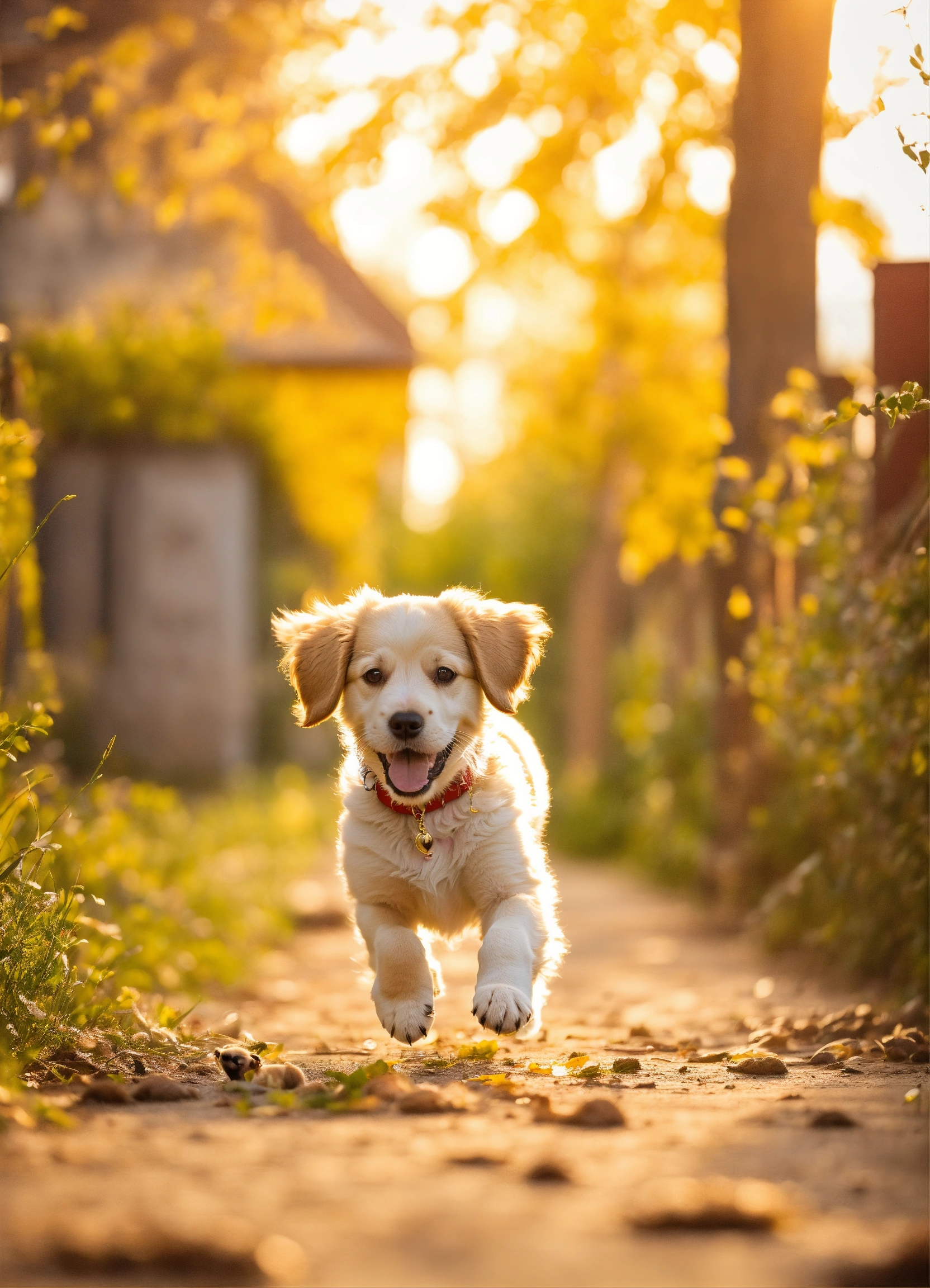 Lexica - A small town scene with A LOST PUPPY. PUPPY PLAYING WITH ...