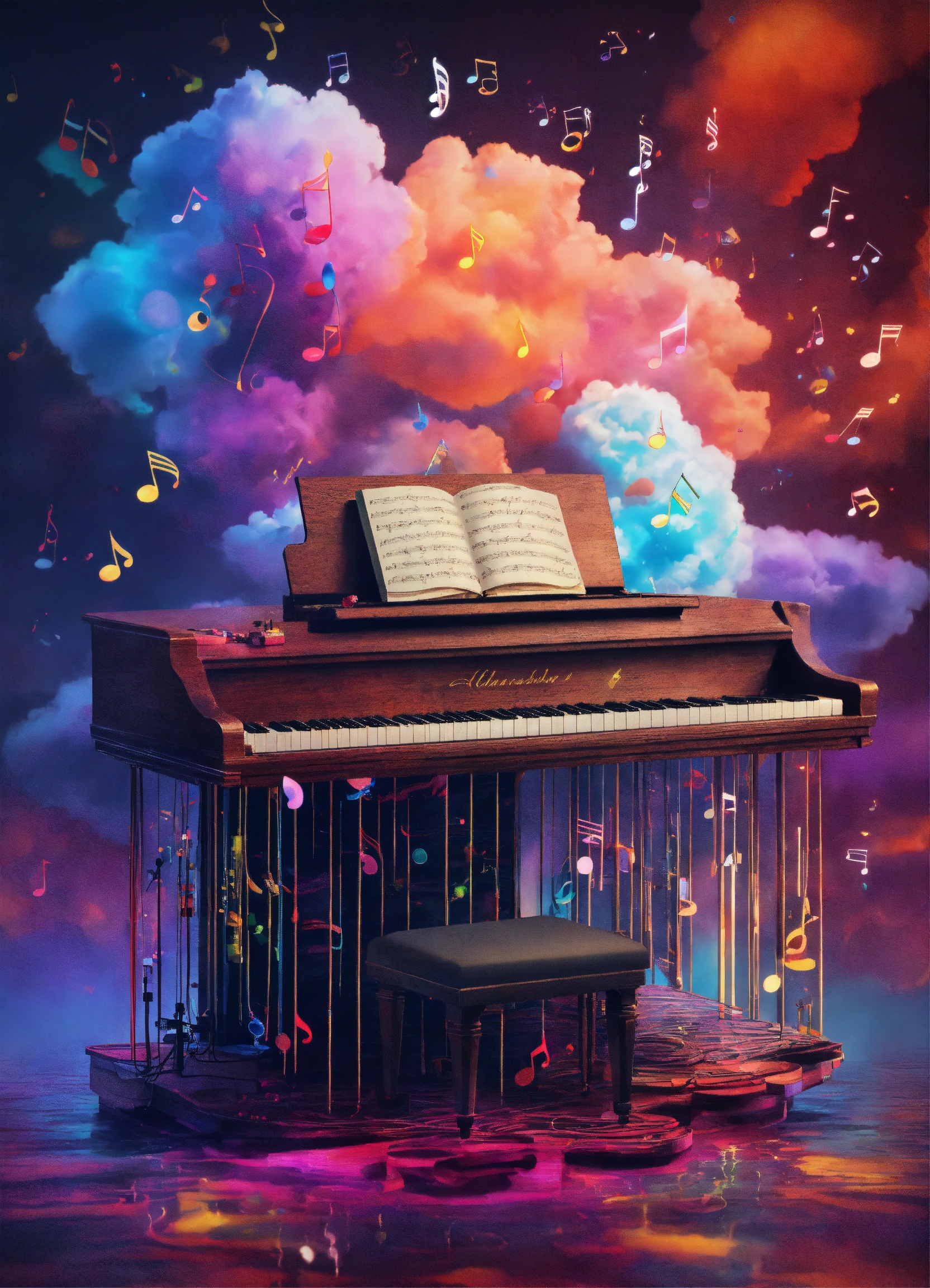 Lexica - A old fashion microphone infused into a floating piano ...