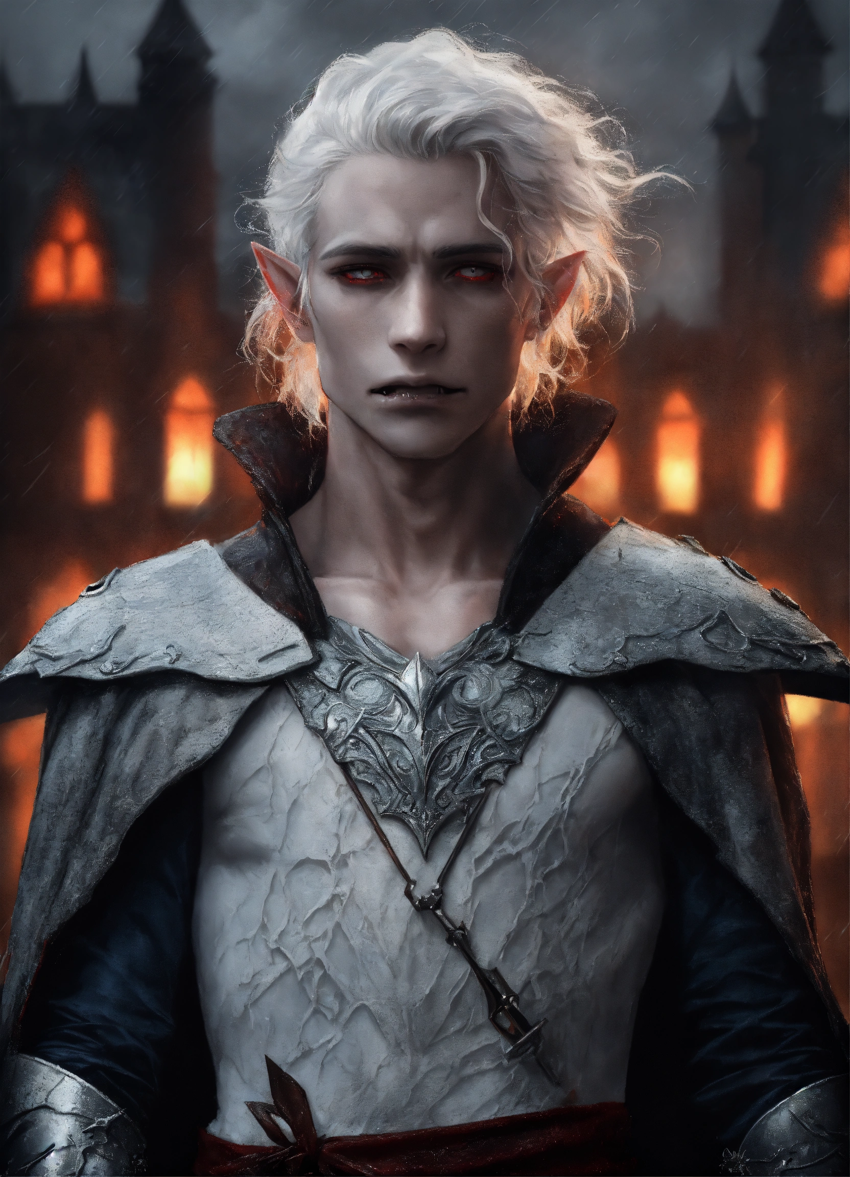 Lexica - Fantasy portrait of a ash-grey skinned elf, masculine ...