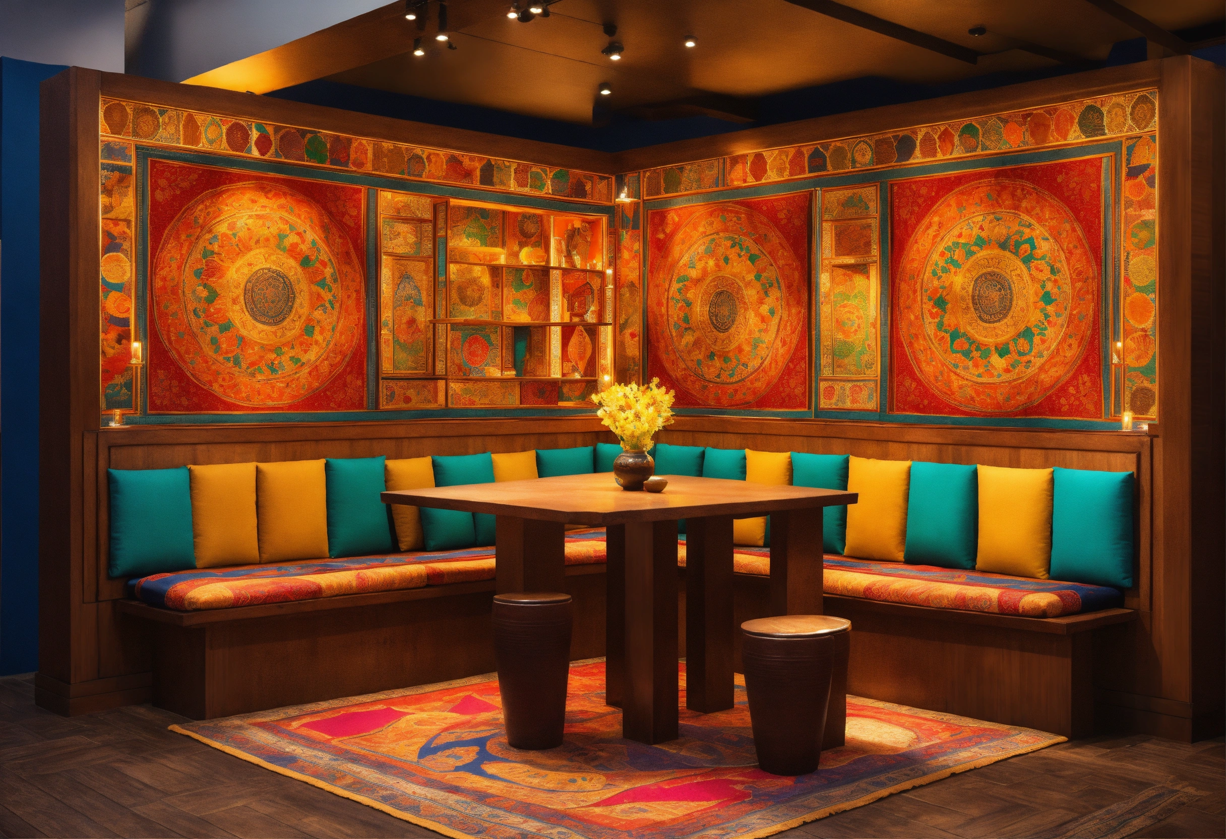 Lexica - Design a small Indian-themed booth-style U-shaped seating ...