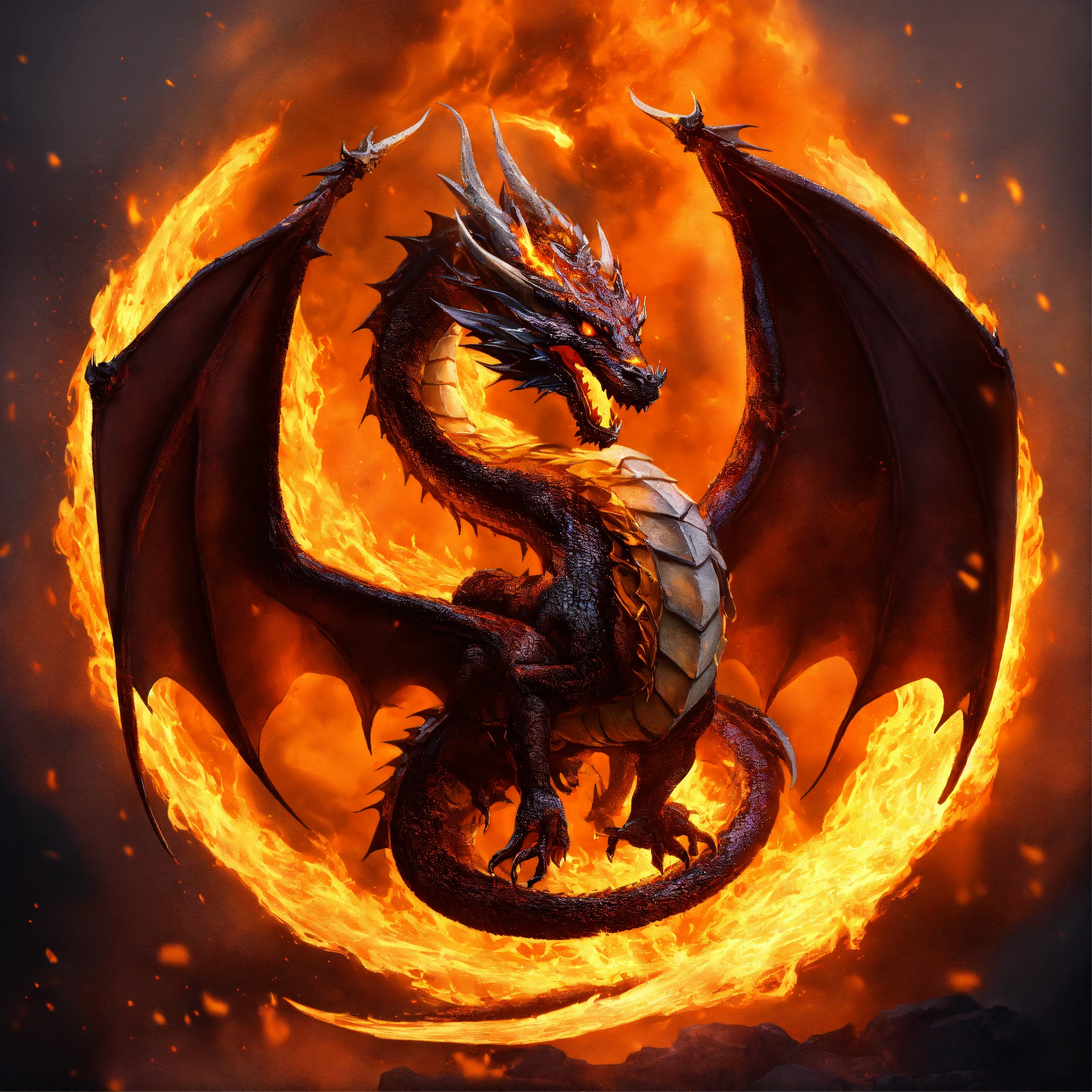 Lexica - A beautifully intense dragon with orange (FF5500) features ...
