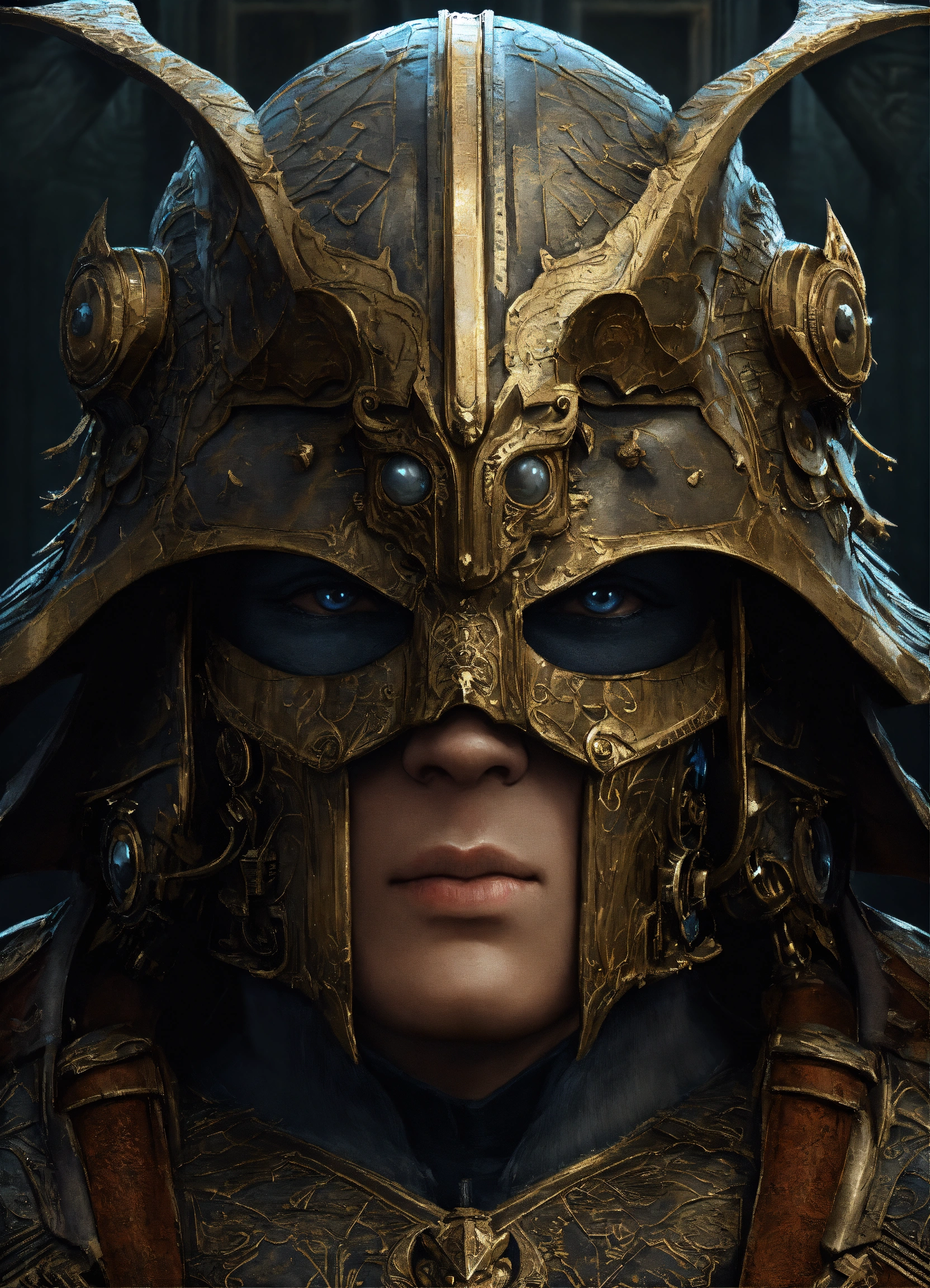 Lexica - A close up of a dwarf wearing a helmet, symmetrical epic ...