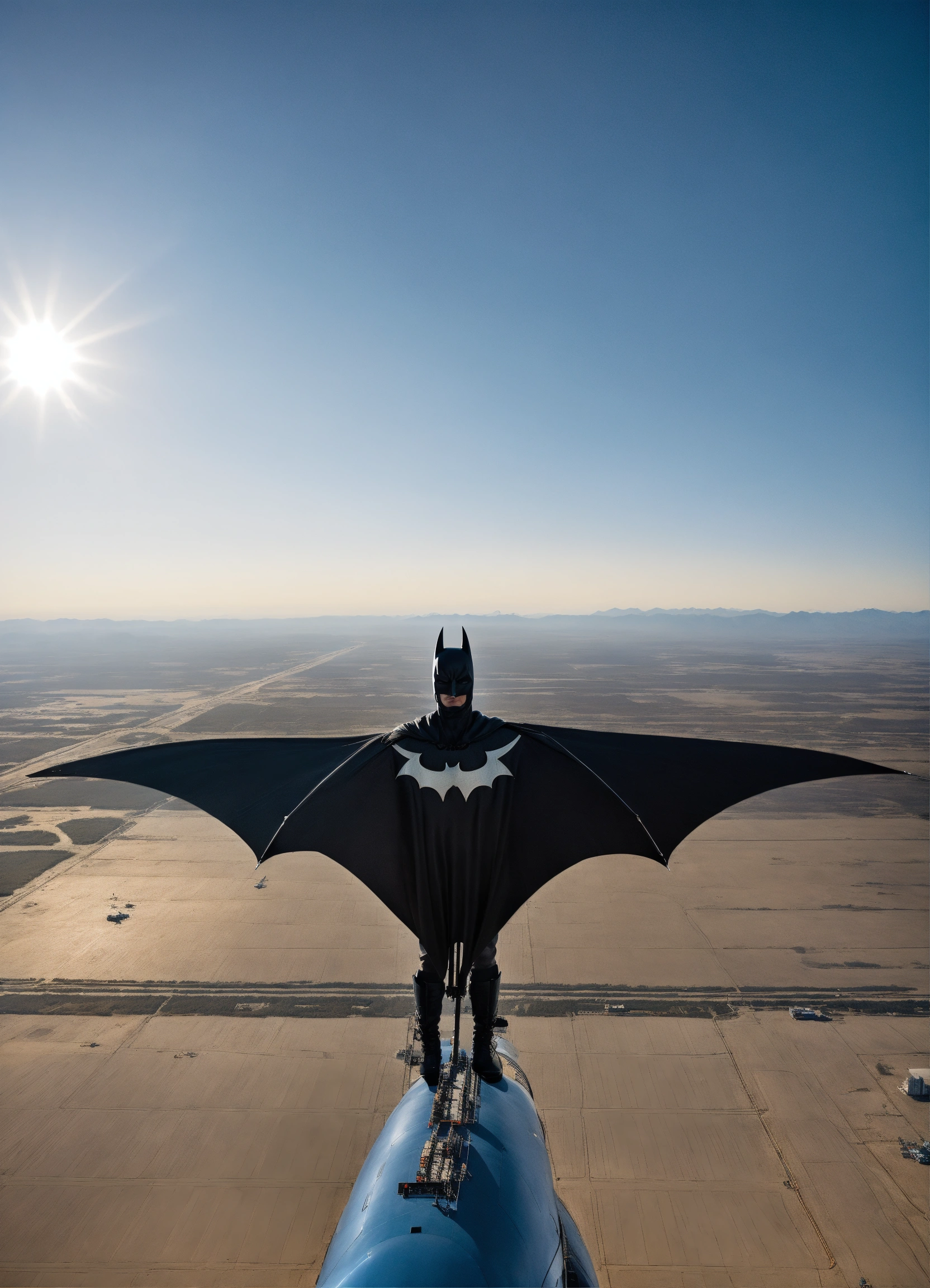 Lexica - Batman poses on the world's largest plane on a clear reality ...