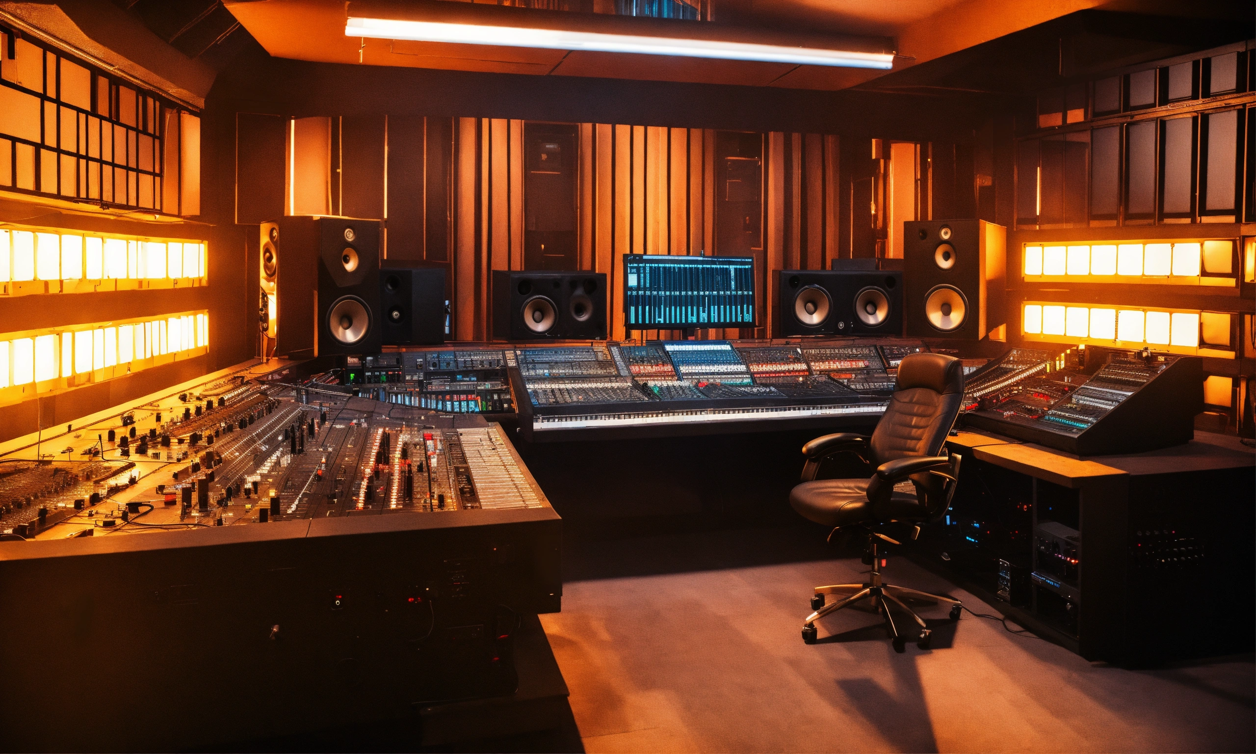 Lexica - Mega modern audio studio with noire blade runner detective ...