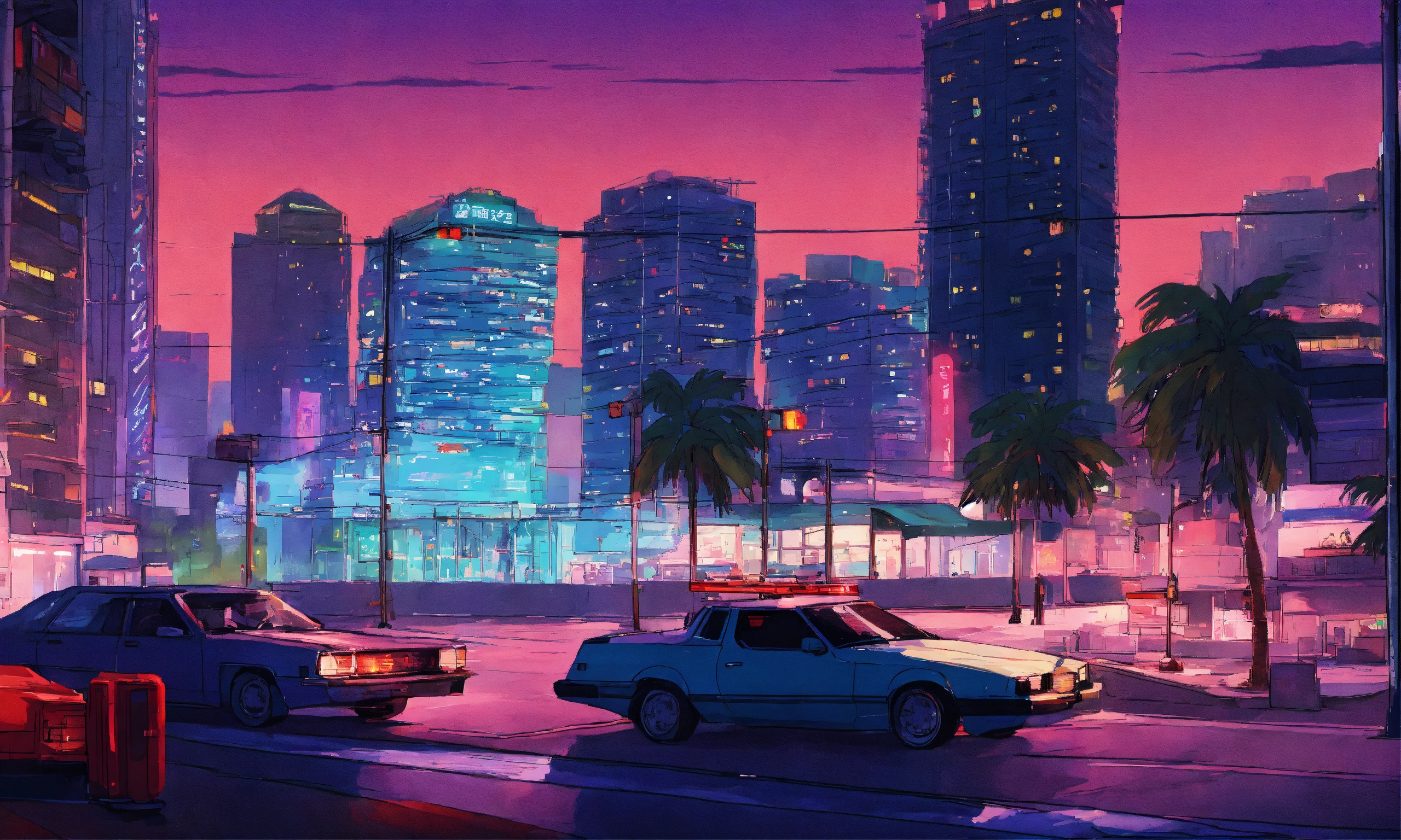 Lexica - Anime miami vice, lofi artwork, city at night, 2d, studio ghibli
