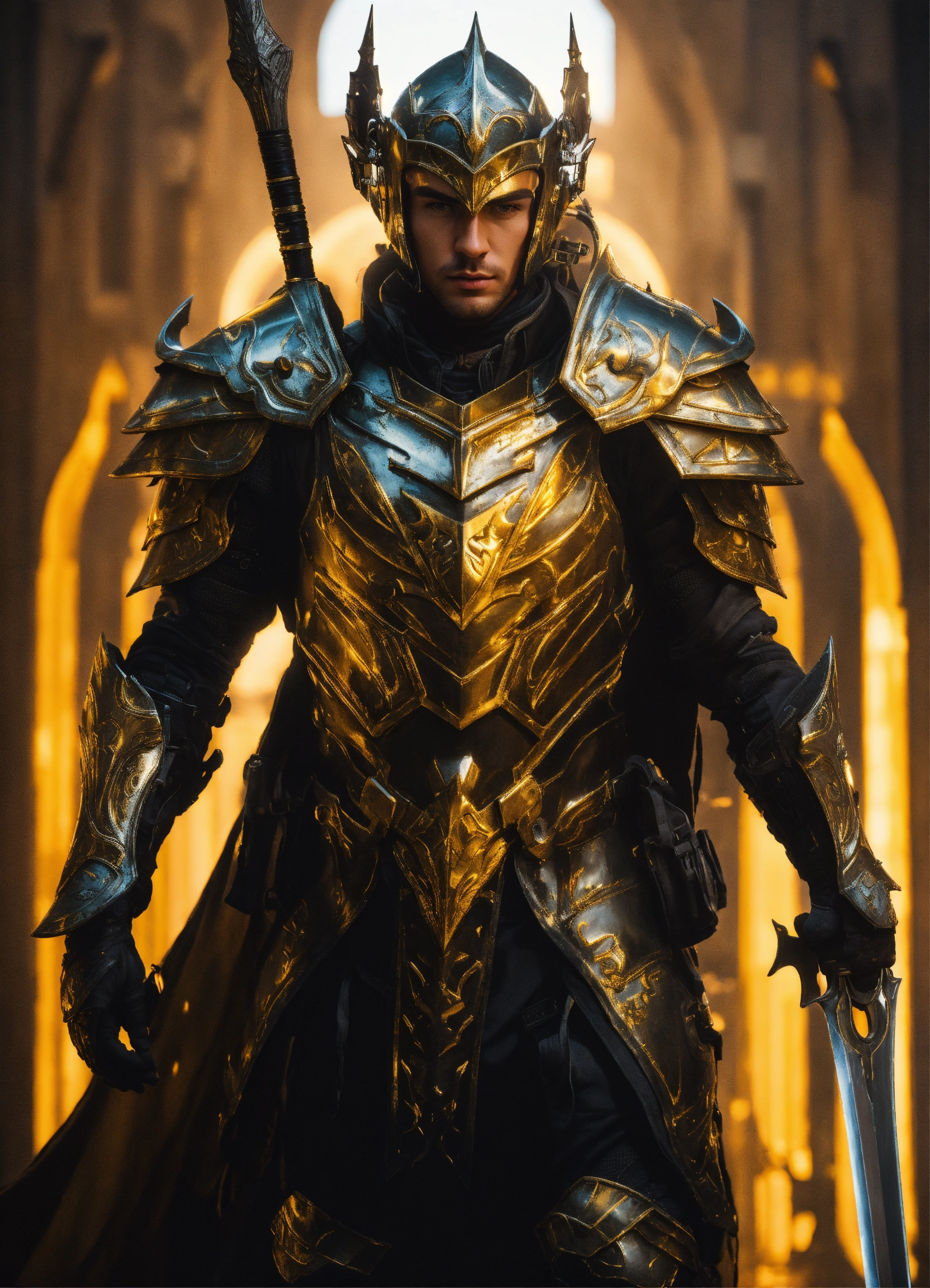 Lexica - Full body of a handsome male high elf, sci fi soldier wearing ...