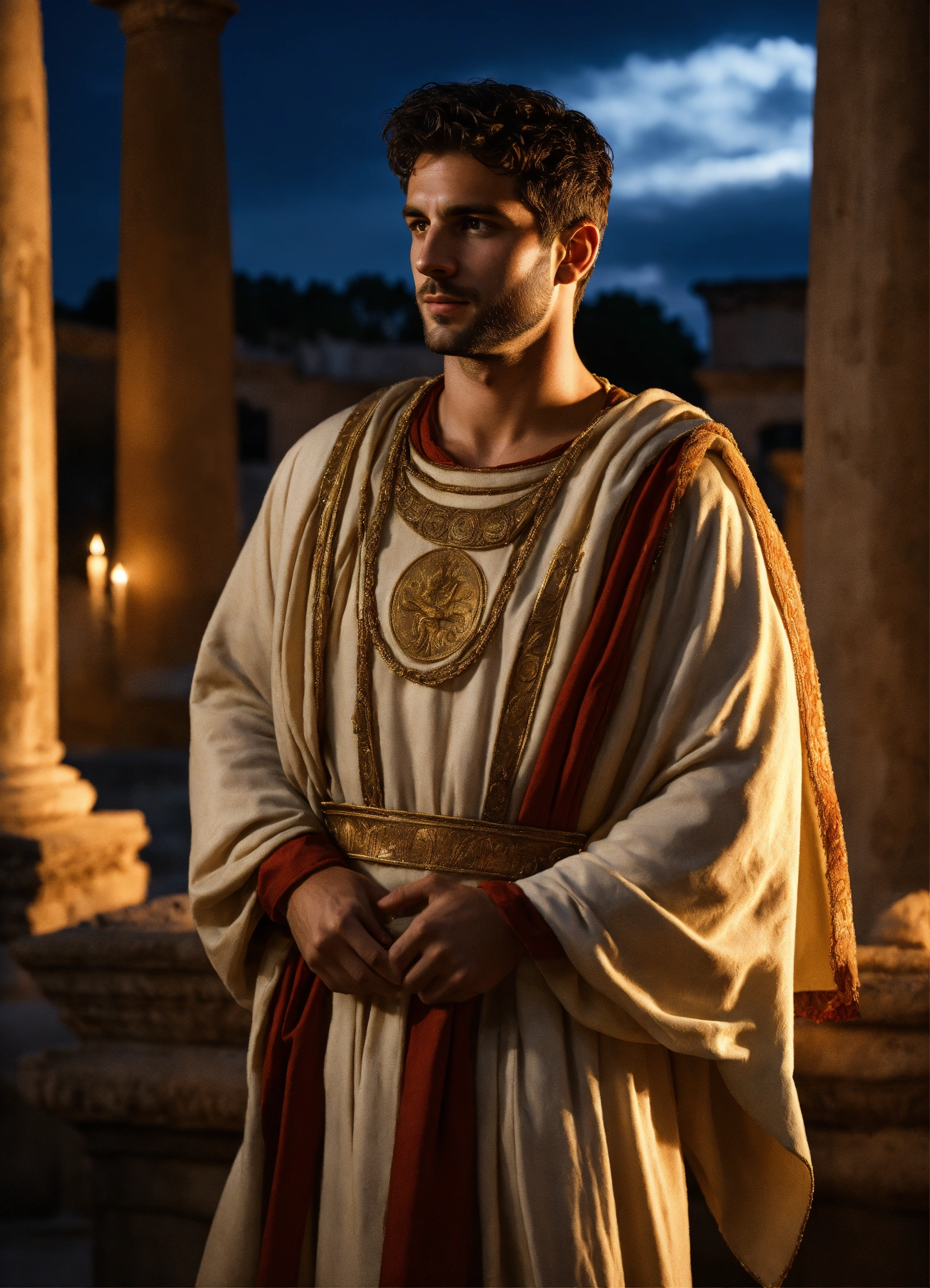 Lexica - A young rich noble handsome roman man wearing roman clothes ...
