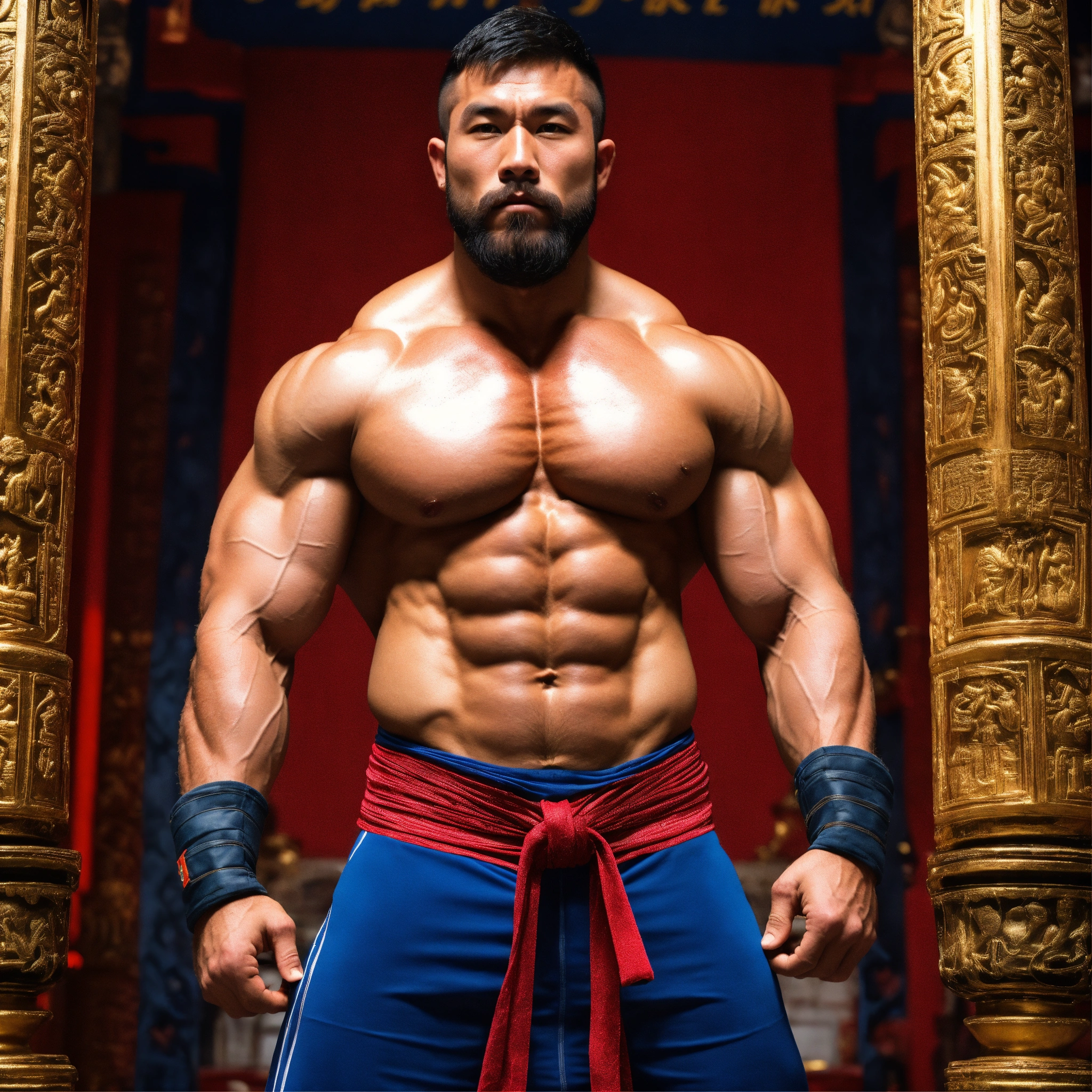 Lexica - 30-year-old hairy man with big muscles, Kung Lao, big ...