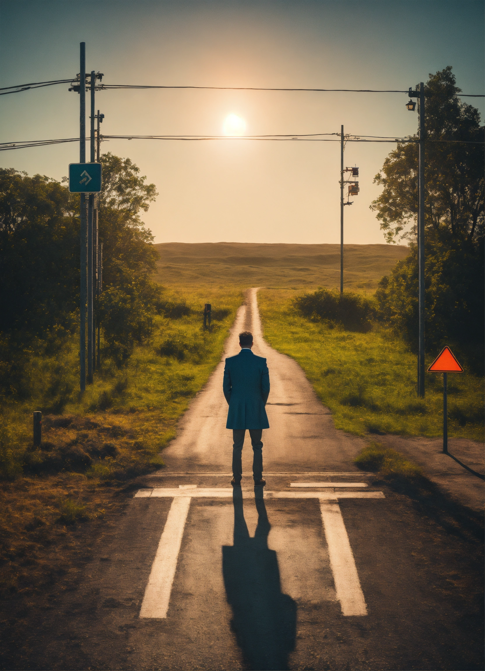 Lexica - A man standing on a crossroads between two ways, a right way ...