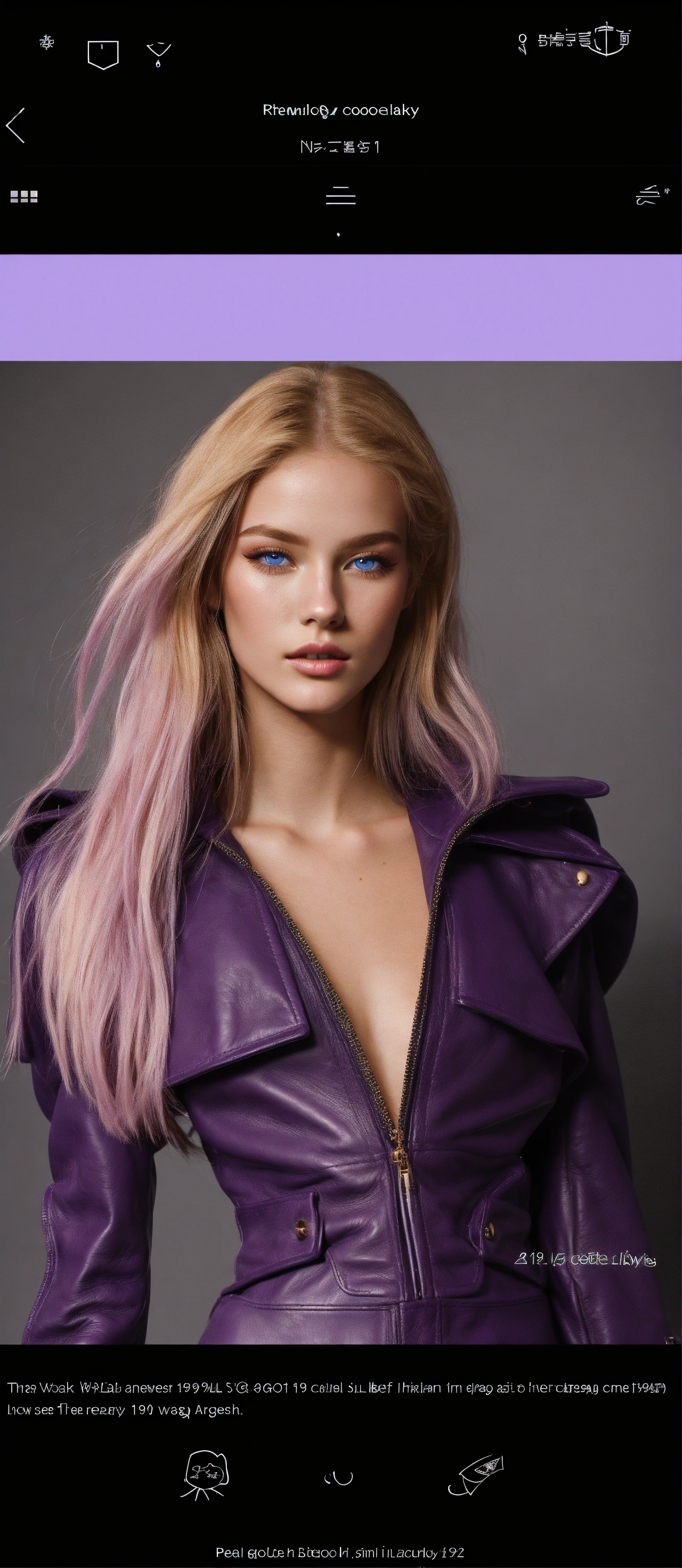 Lexica - Female 19 years old super model, looks like Libby deep, in dark purple leather, super ...