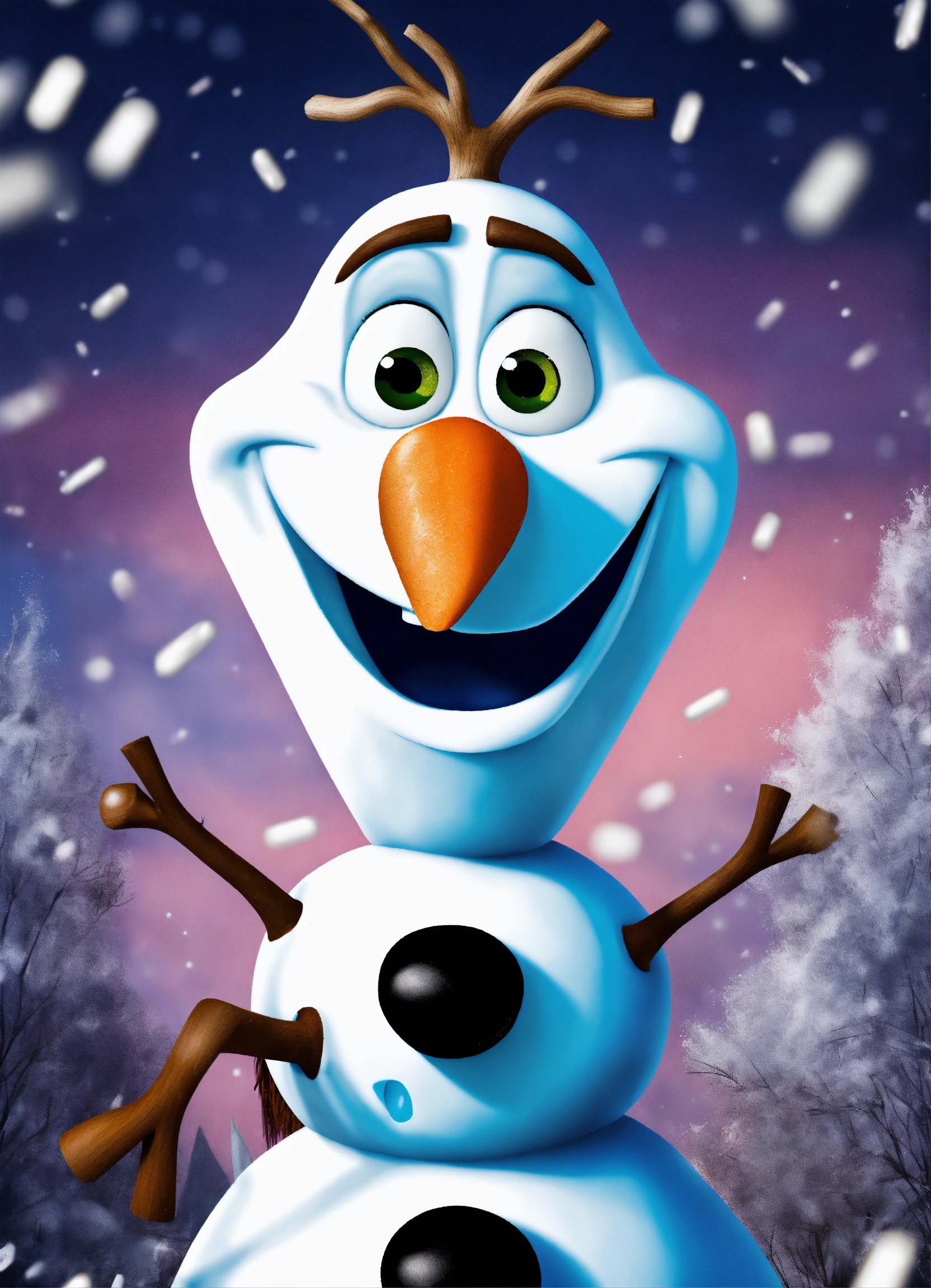 Lexica - Psycho Drug addict Olaf from Frozen portrait, front face ...