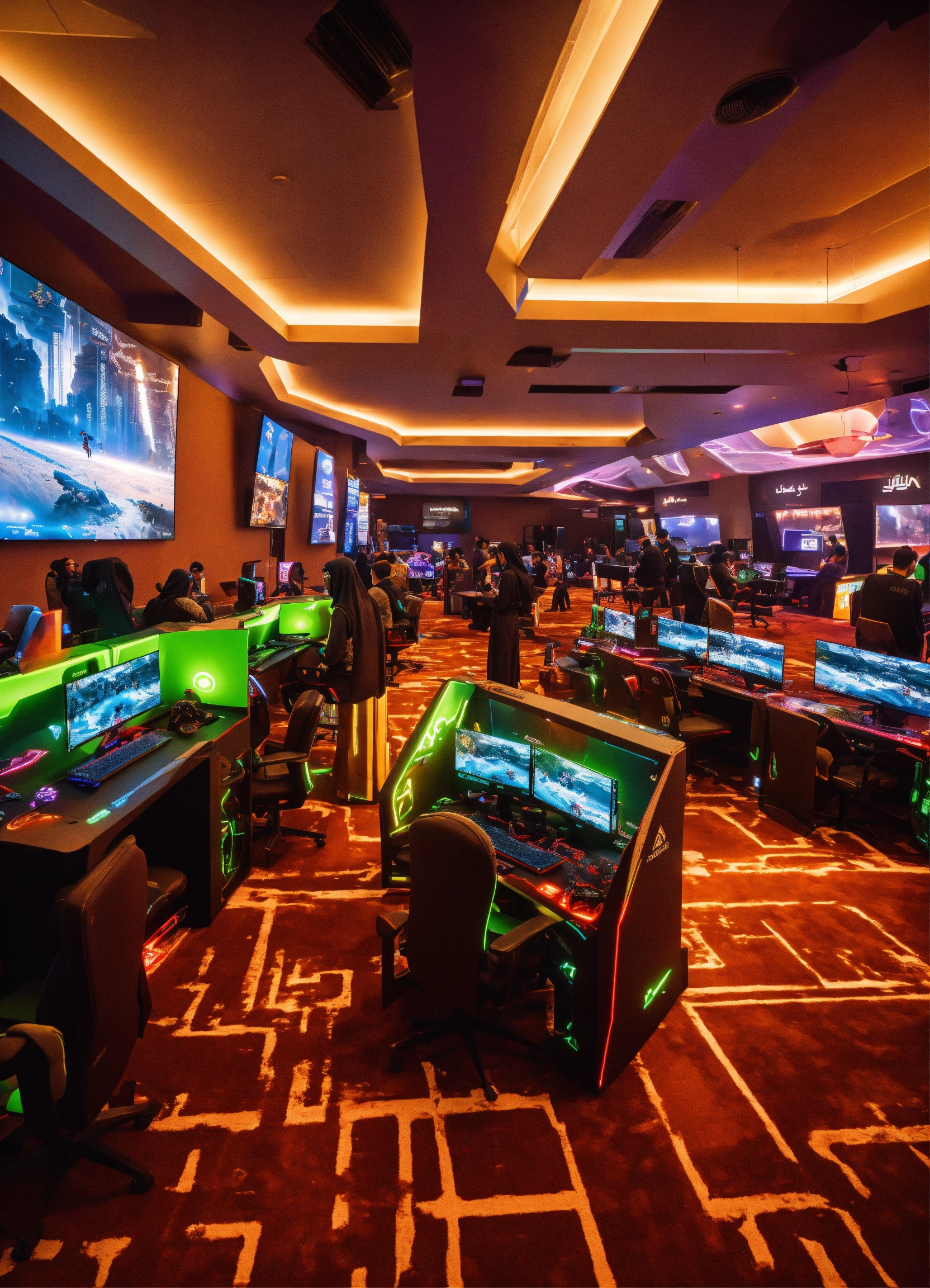 Lexica - Create an image of the main gaming area, showcasing rows of ...