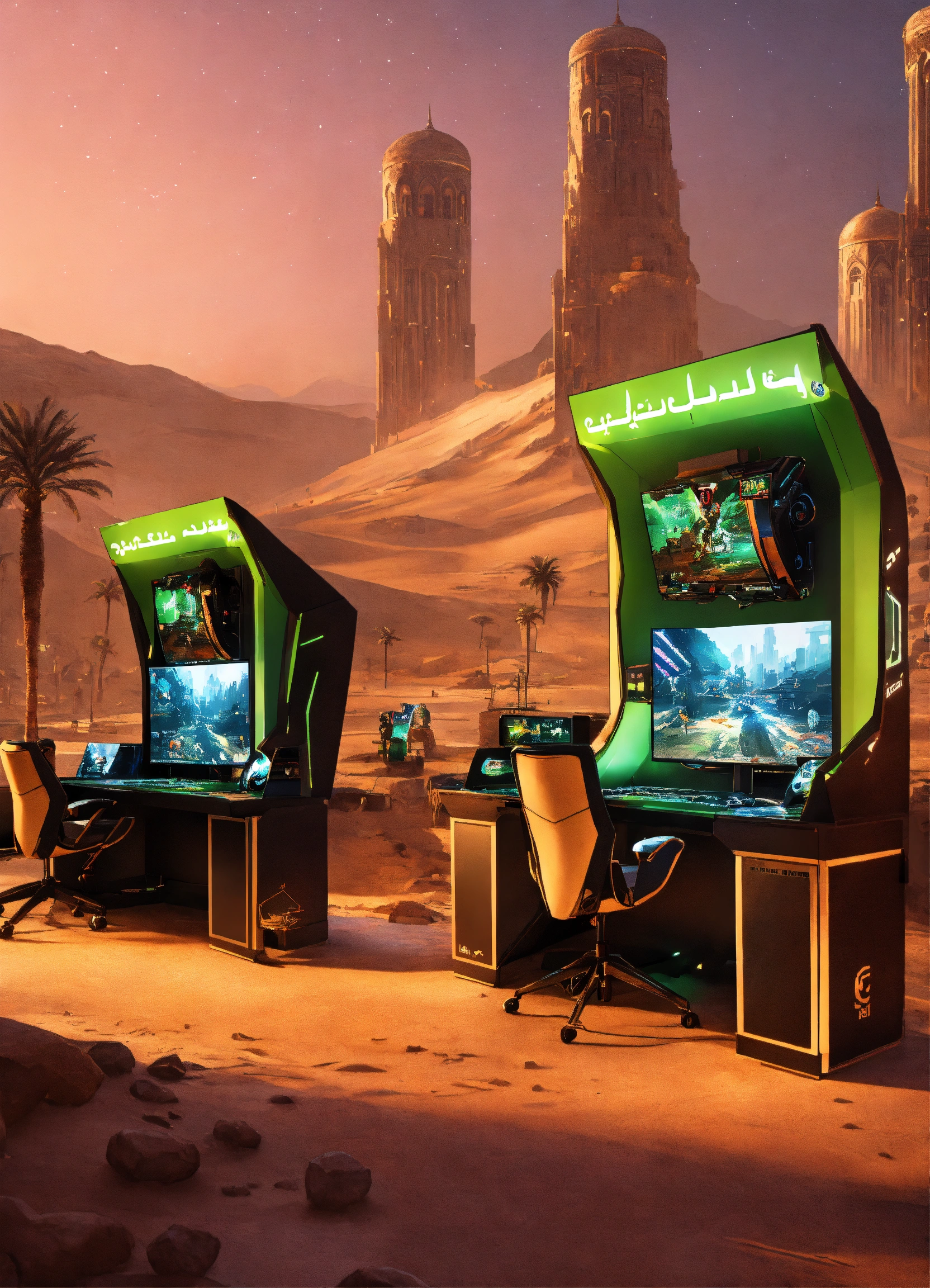 Lexica - Create an image of the main gaming area, showcasing rows of ...