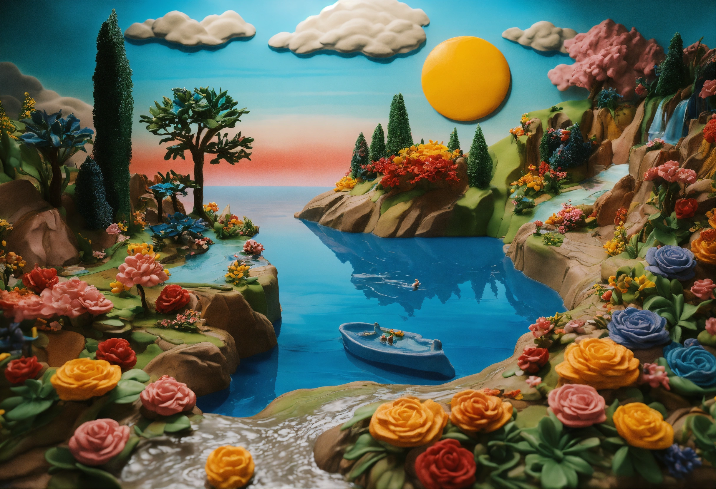 Lexica - Hand-made artwork 3D, patchwork modeling clay, wide view shot ...