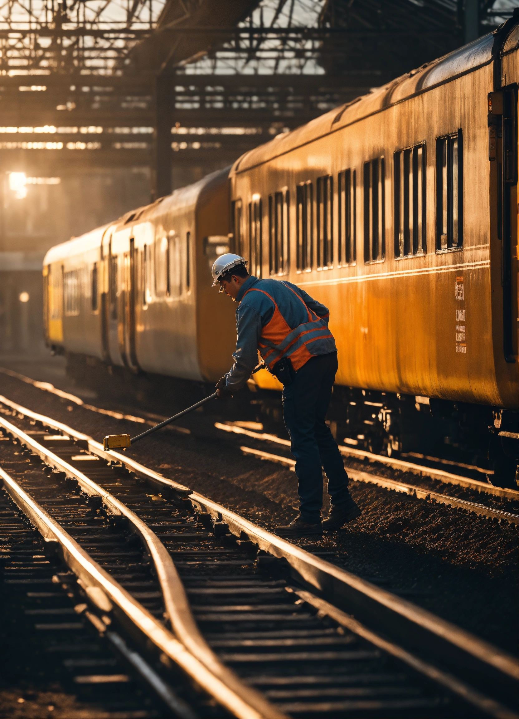Lexica - A worker in a train station pulling a lever to change train's ...