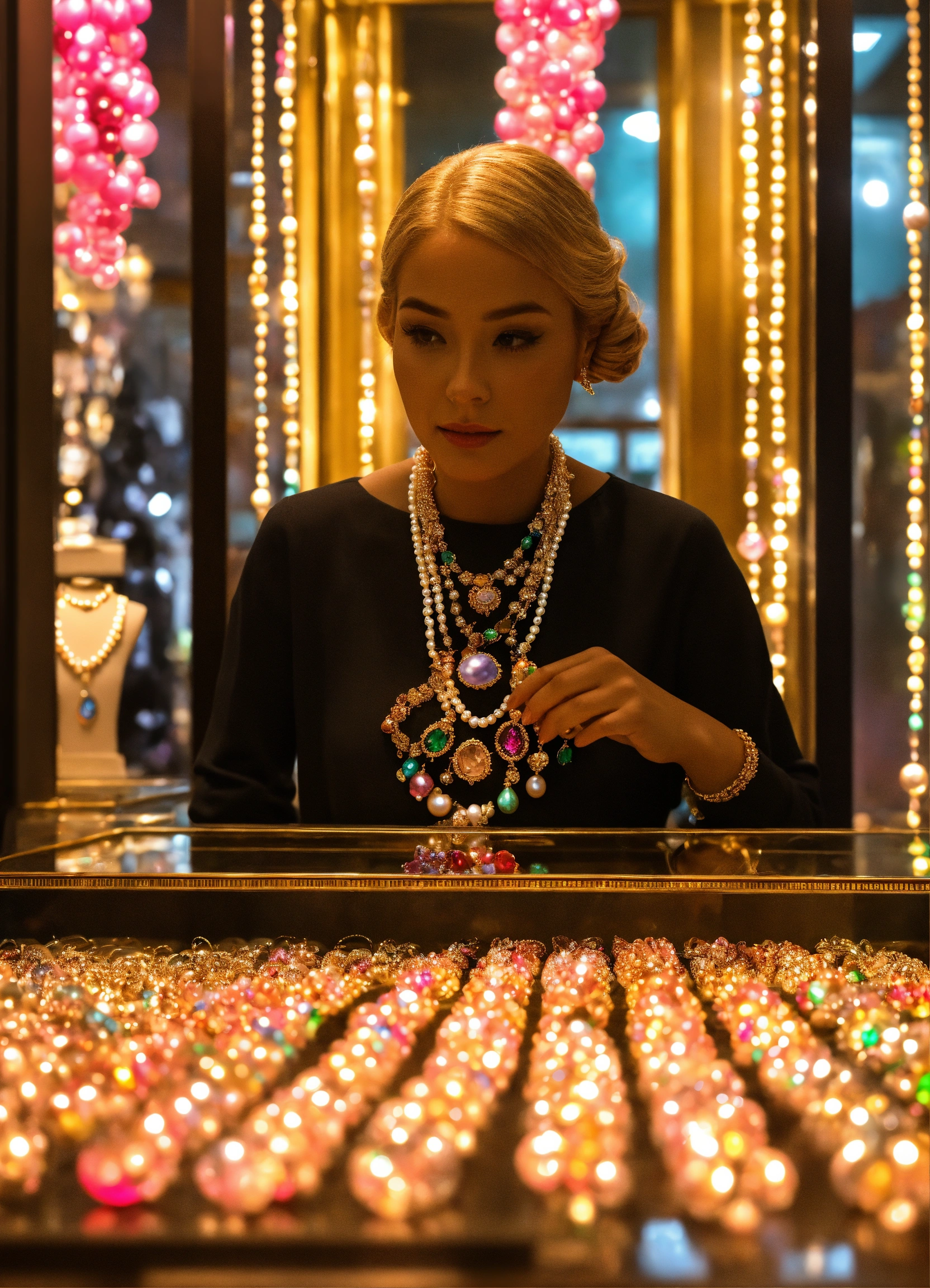 Lexica - Gems dealer in a jewellery store with color pearls watching me ...