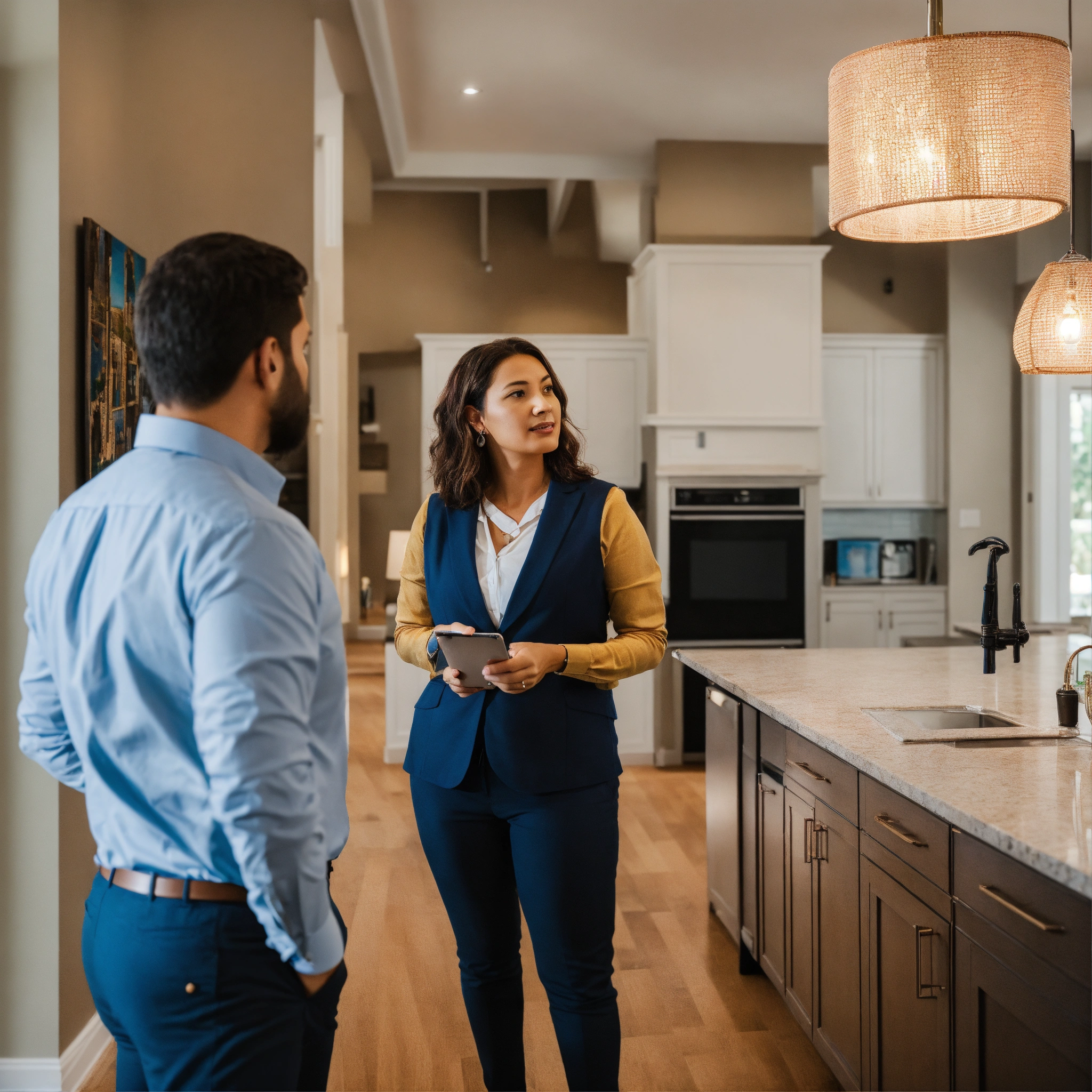Lexica - A photo of a real estate agent showing a house to a potential ...