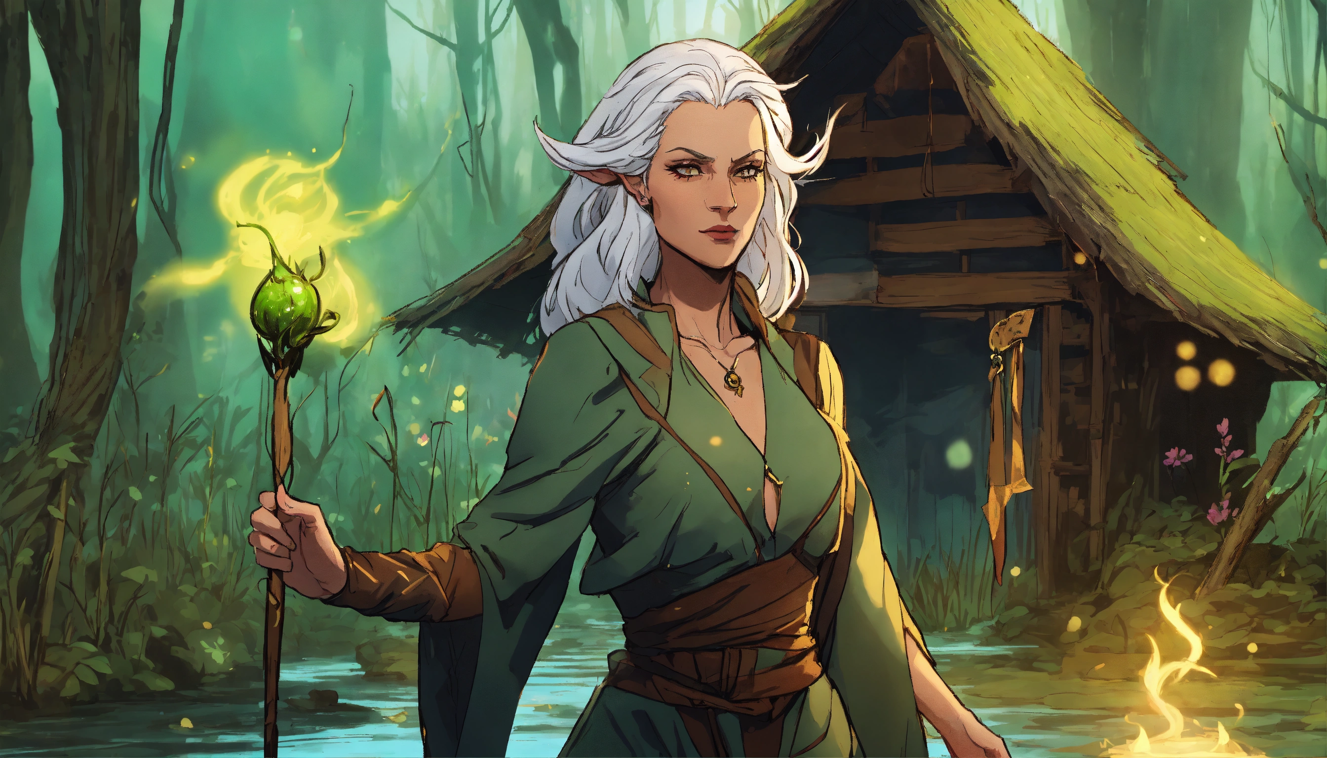 Lexica - An attractive older fey witch that lives in the swamp, white ...