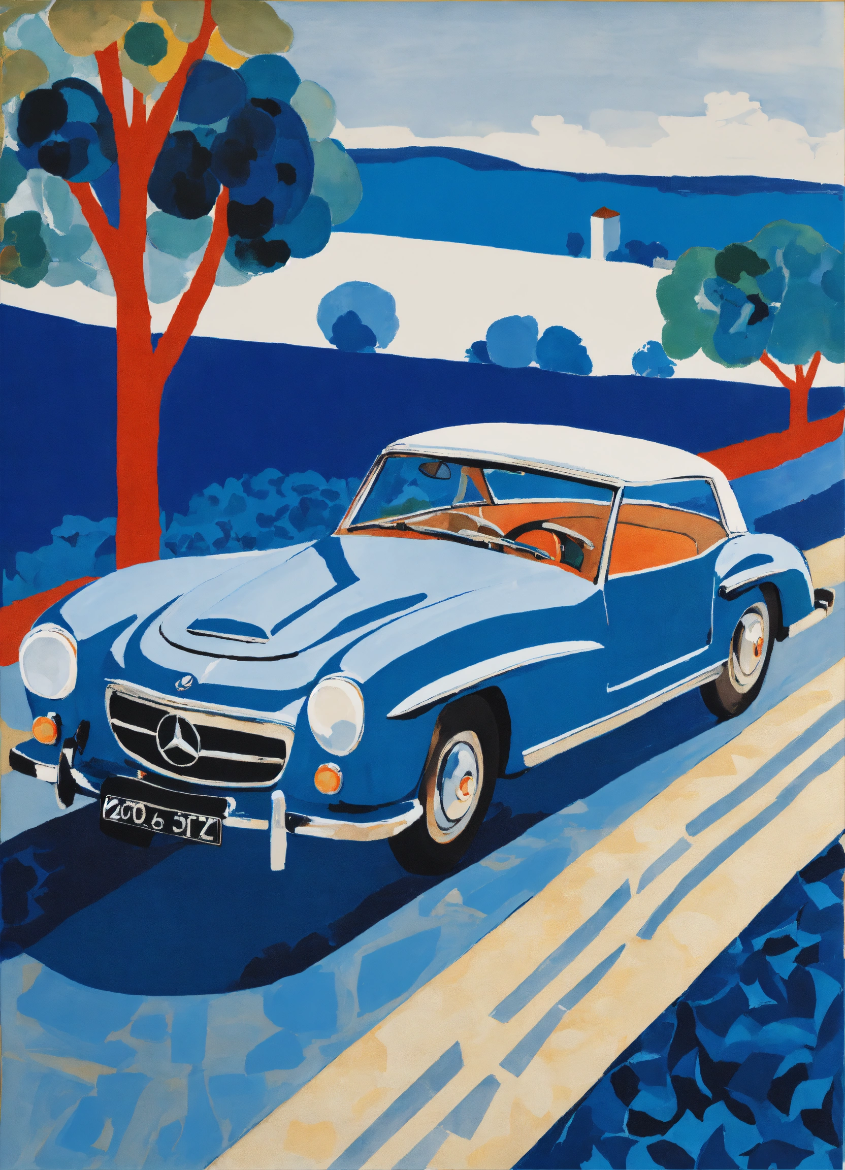 Lexica - Flat paper collage by Henri Matisse depicting a car like old ...