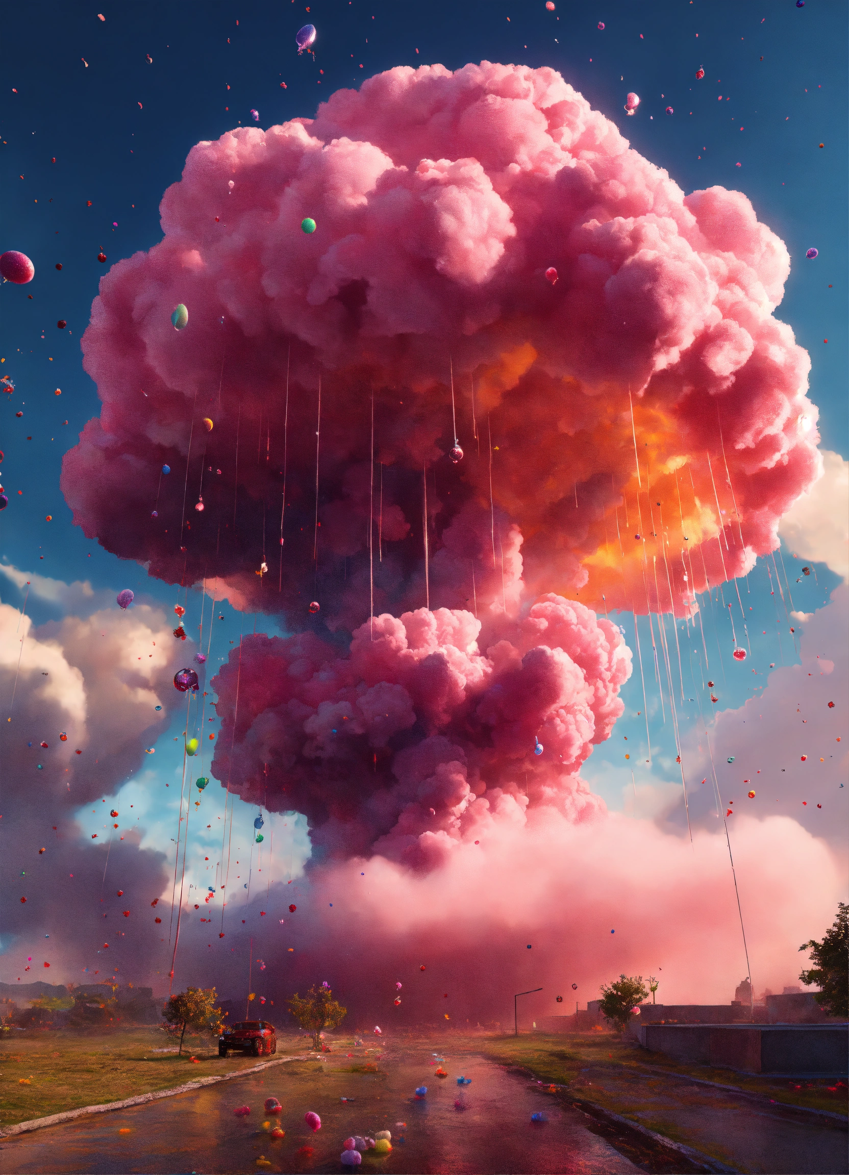 Lexica - A nuclear explosion , made out of cotton candy clouds ,paint ...