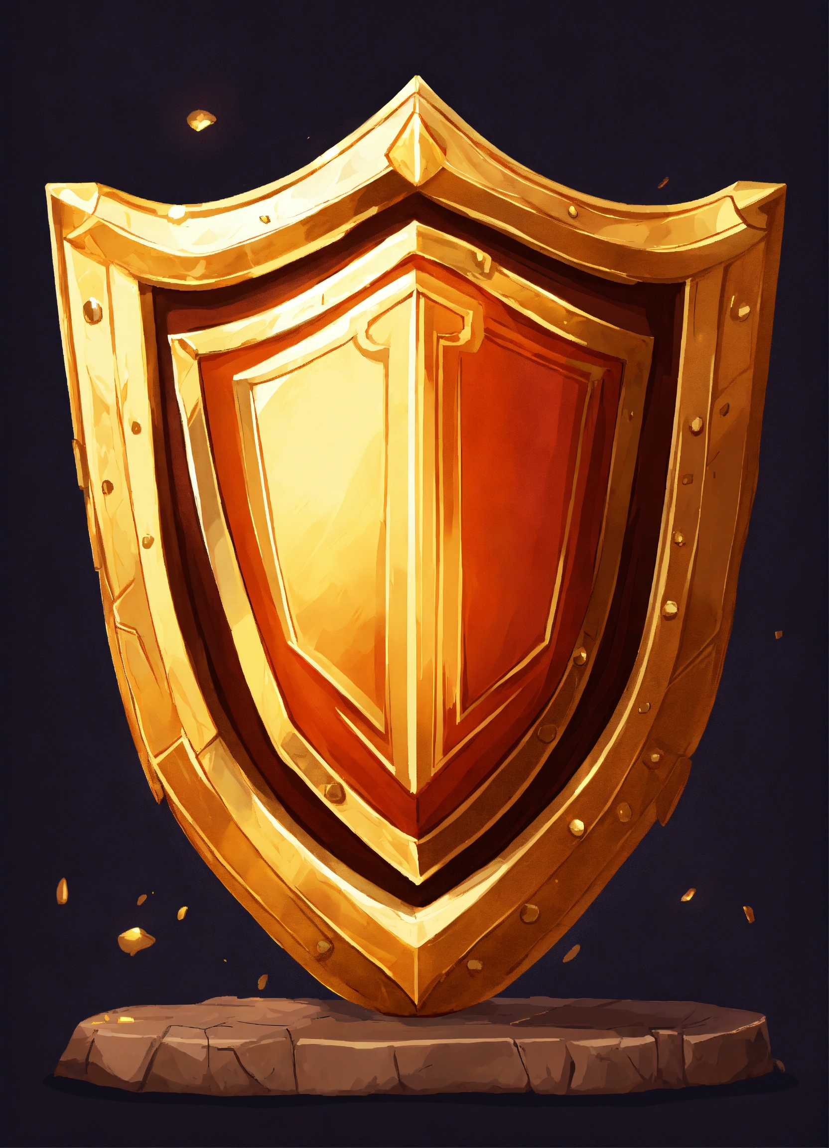 Lexica - Gold battle shield game icon, bible style, 2d cartoon,