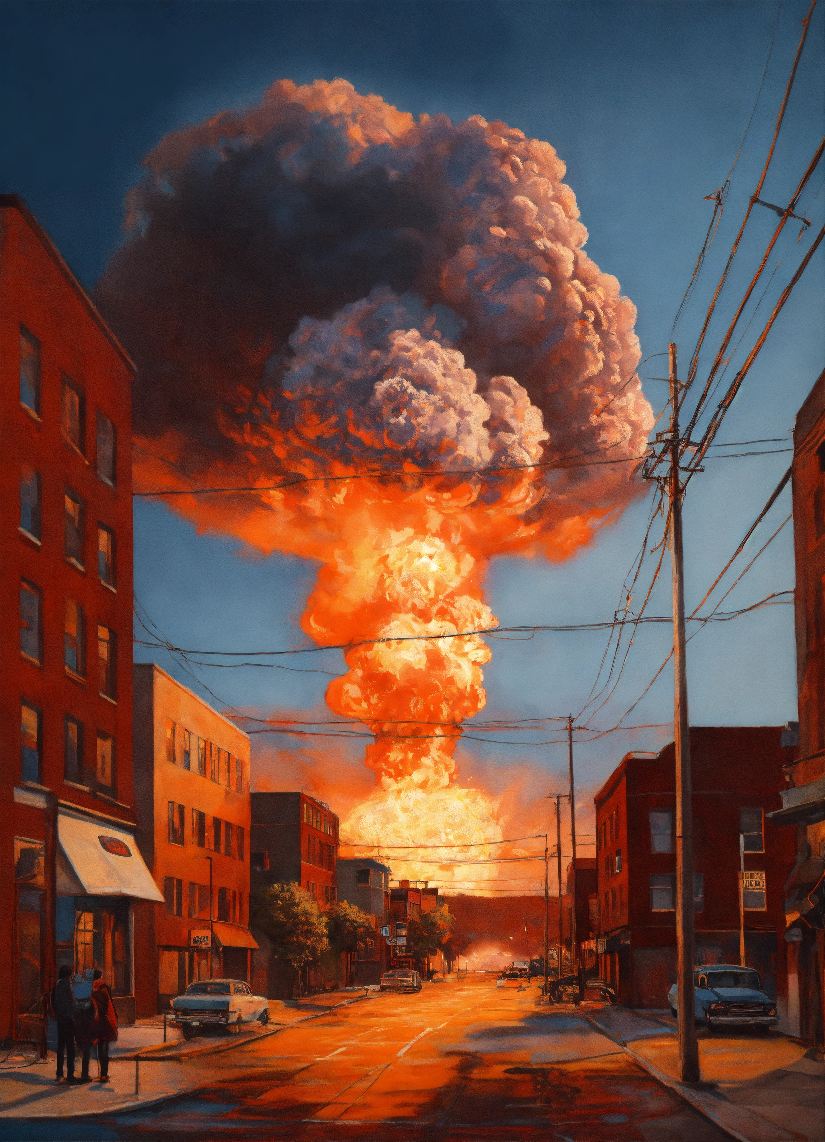 Lexica - Superrealist style, urban style, nuclear explosion, night, BIG ...
