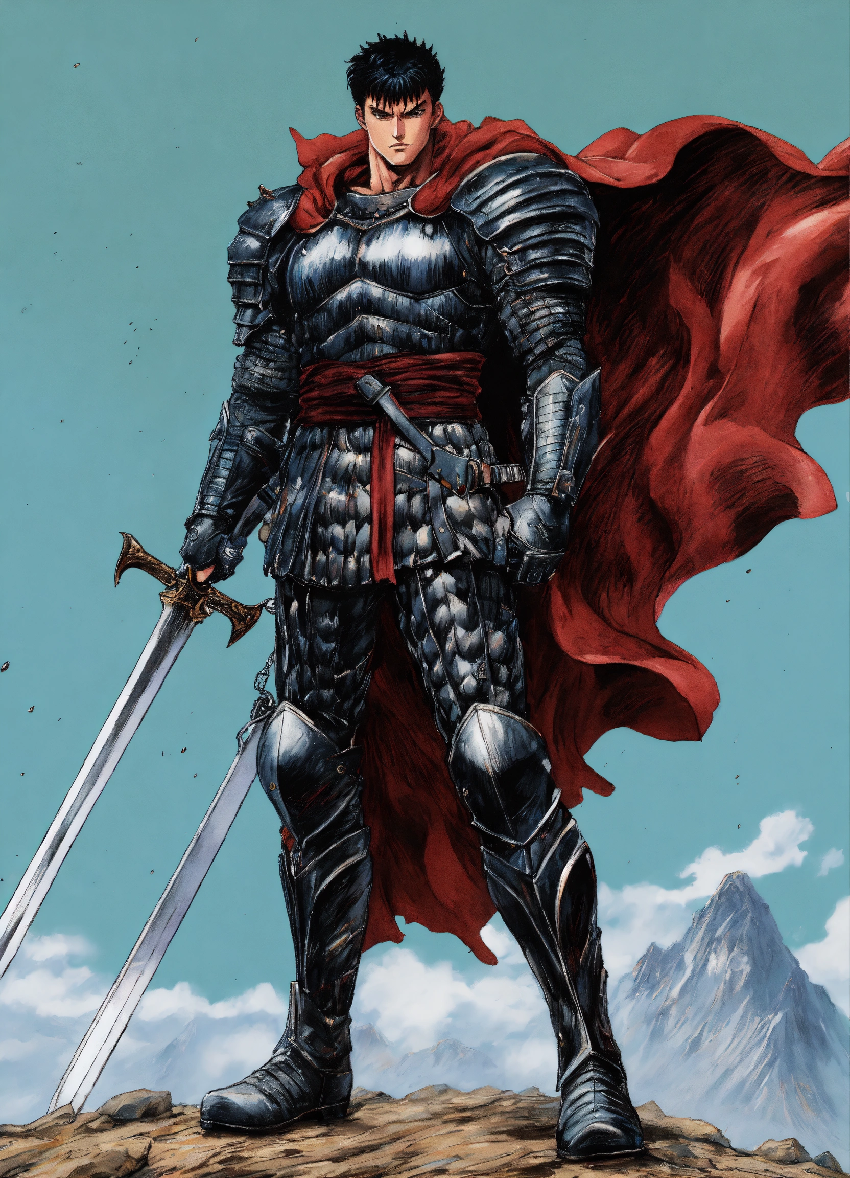 Lexica - Full body Manga art of Guts from Berserk, 8k, bold ...