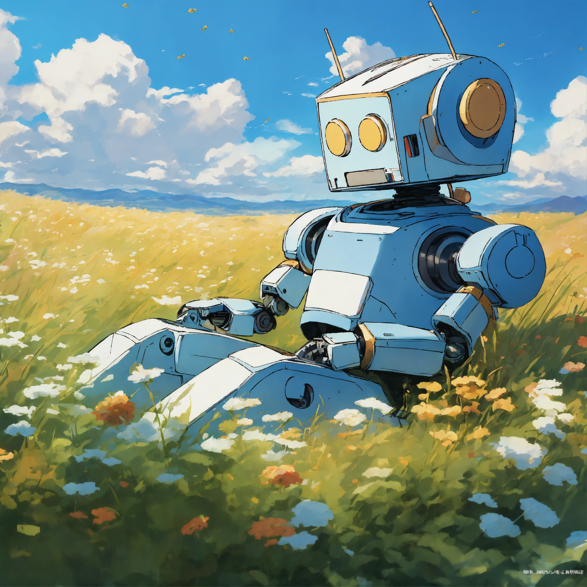 Lexica - Japanese Miyazaki Hayao style art of a robot sleeping ...