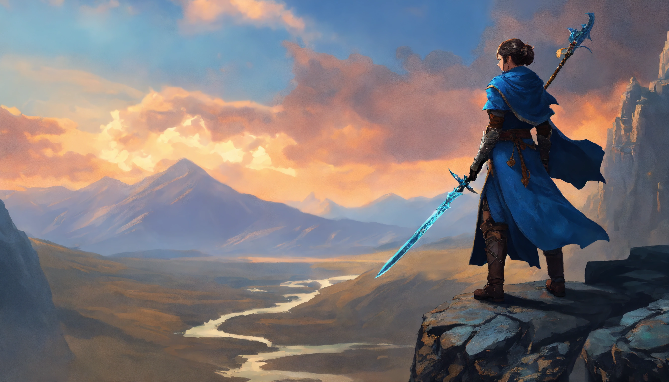 Lexica - Female Blue Dragonborn, holding a glaive upright, wearing a ...